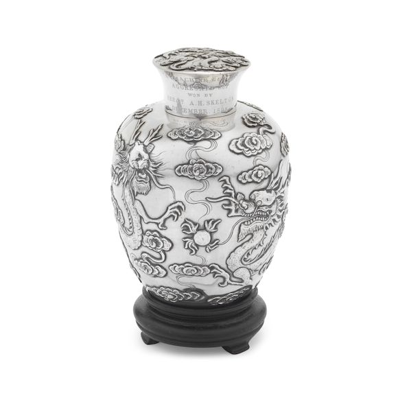Bonhams : A Chinese Export silver tea caddy Wang Hing, Hong Kong circa ...