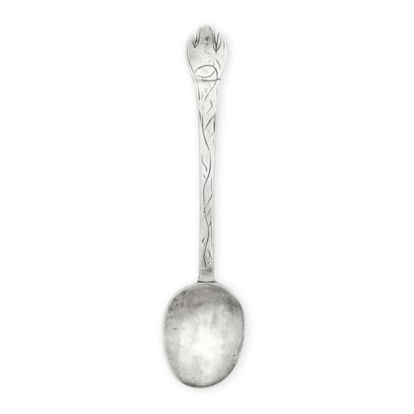 Bonhams : A 17th century silver trefid spoon maker's mark only, RS star ...