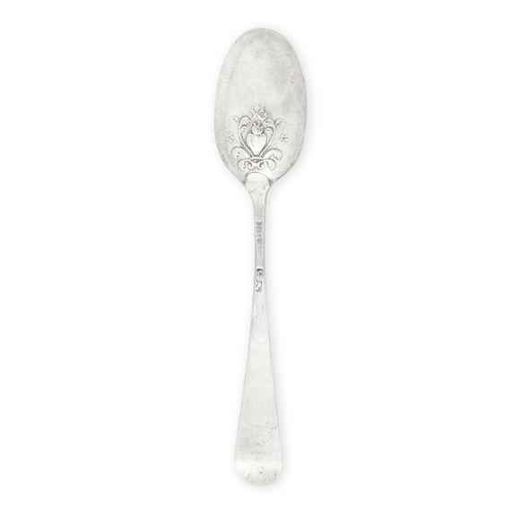 Bonhams : A George III silver 'flaming hearts' picture-back teaspoon ...