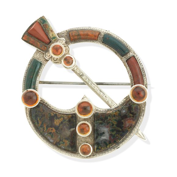Bonhams : A SILVER, CITRINE AND HARDSTONE HUNTERSTON STYLE BROOCH ...