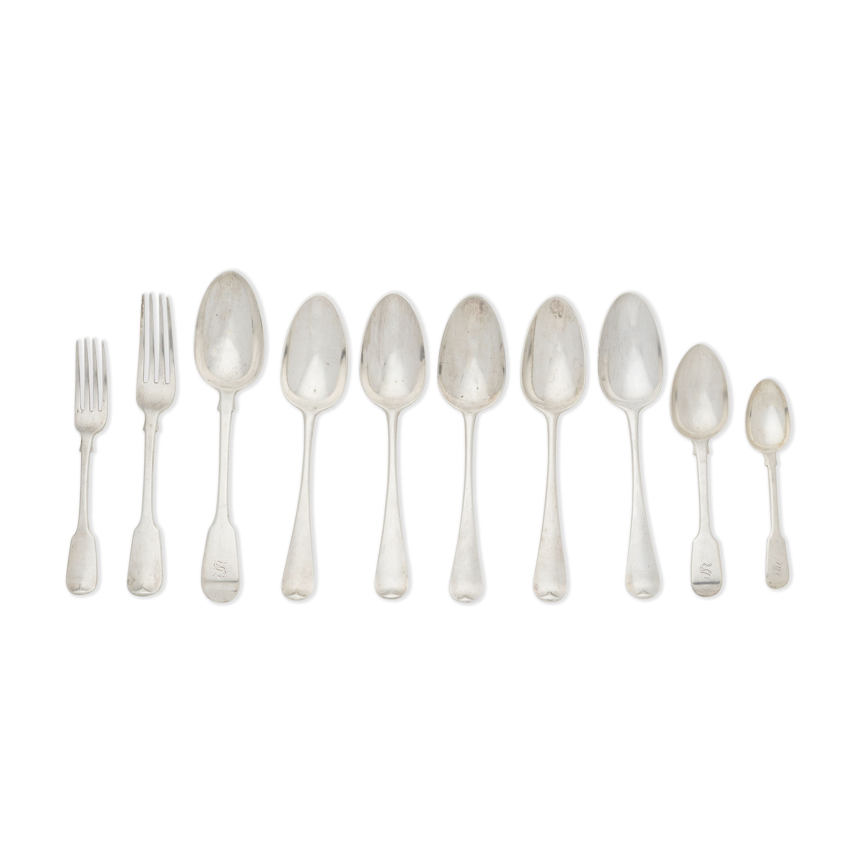Bonhams : A collection of 19th century silver Fiddle pattern flatware ...