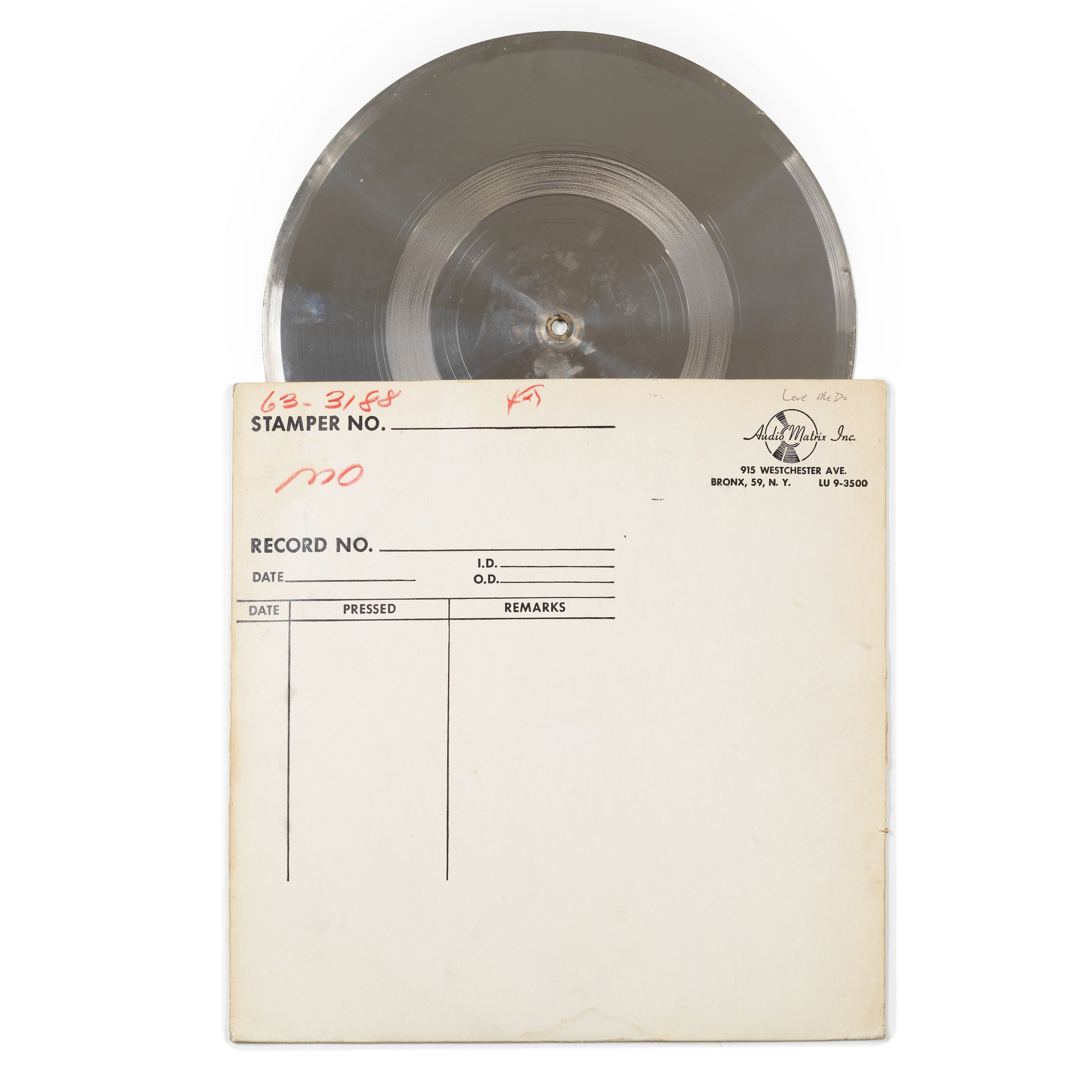 Bonhams : The Beatles A 'Metal Master' Disc For The A-Side 'Love Me Do ...
