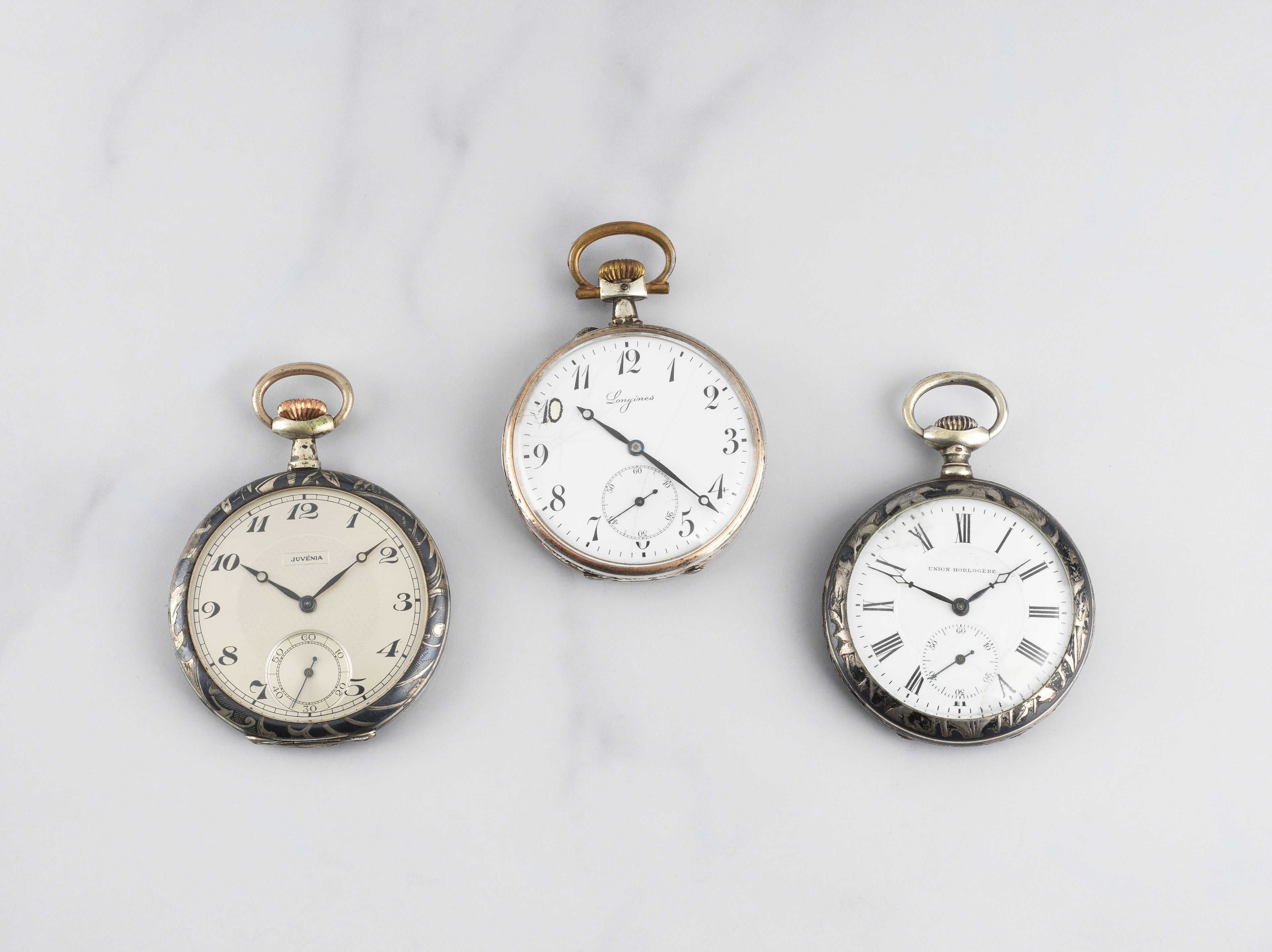 Bonhams : Lot de 3 montres de gousset en argent (800) remontoir au ...