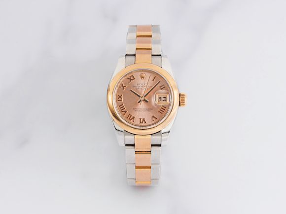 Bonhams : Rolex. Montre bracelet de dame en or rose 18K (750) et acier ...