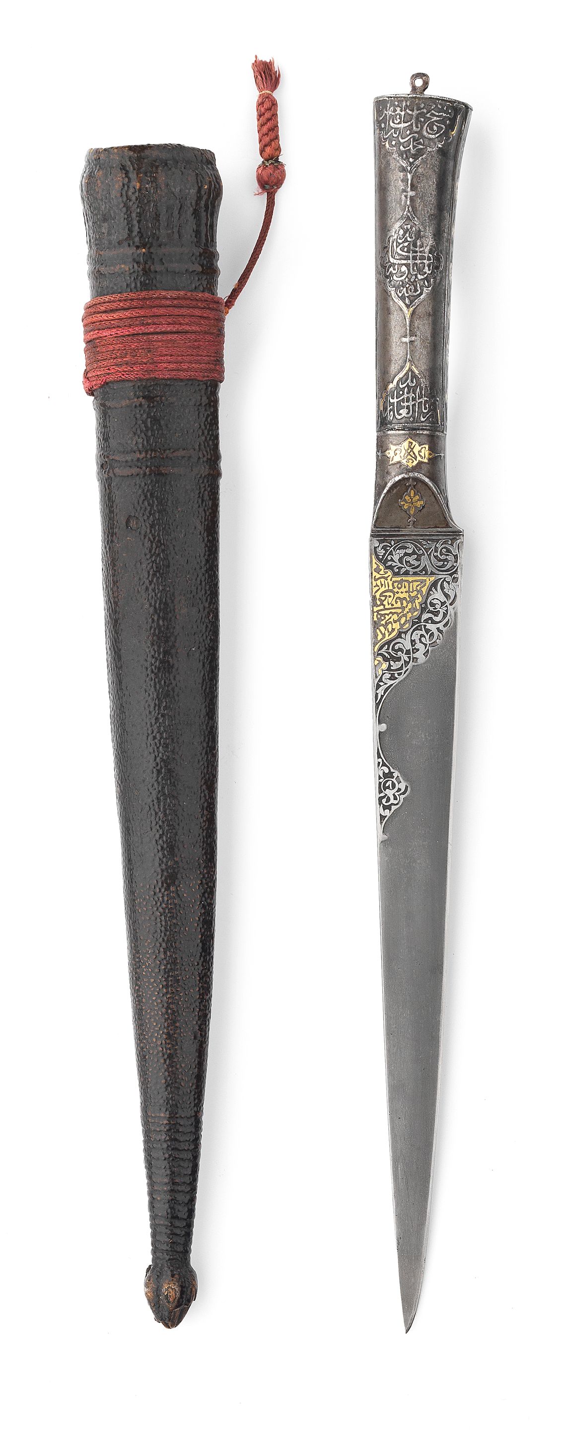 Bonhams : A Zand gold damascened steel dagger (kard) Persia, dated AH ...