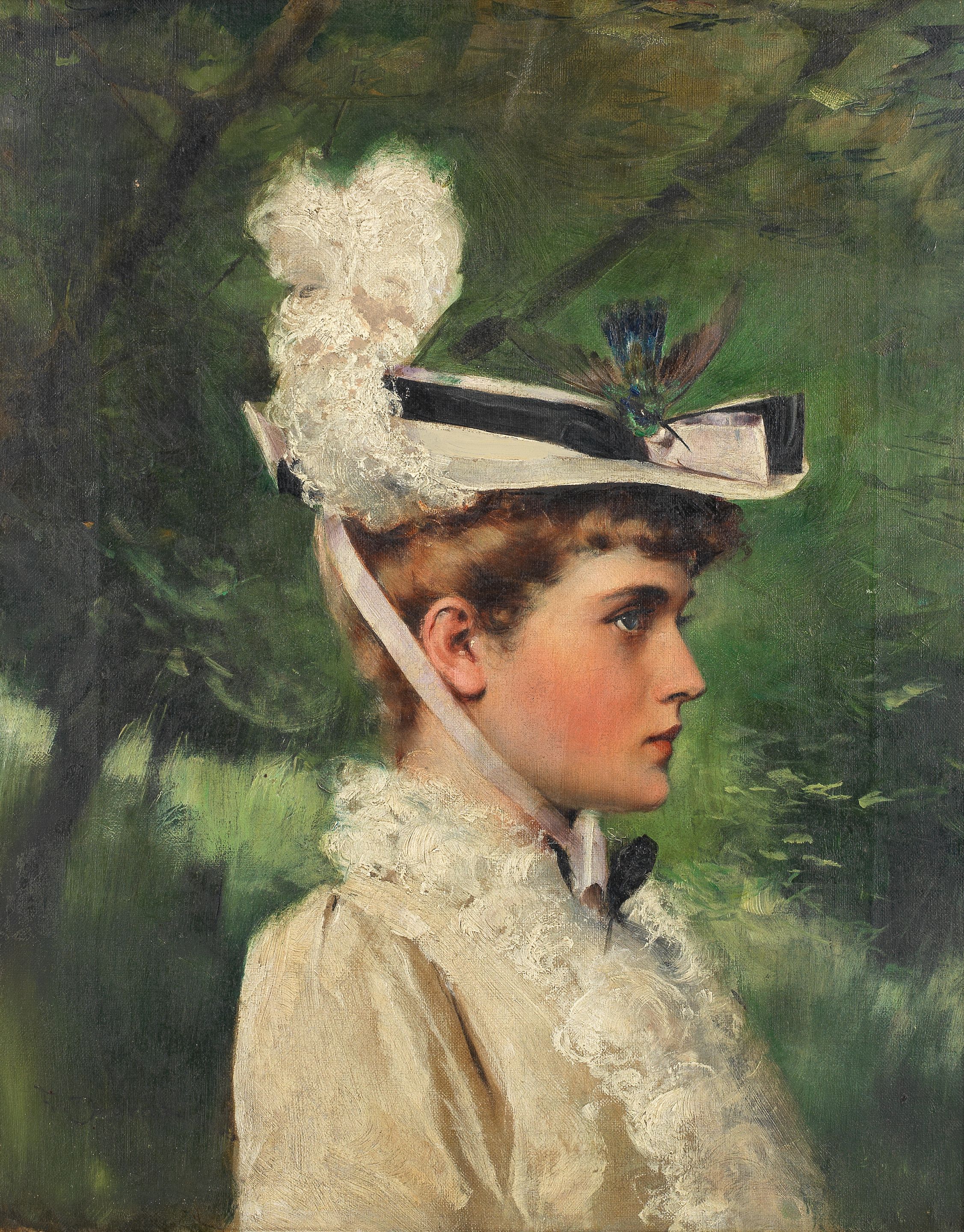 Bonhams : Franz Dvorak (Czech, 1862-1927) Portrait of a lady in white ...