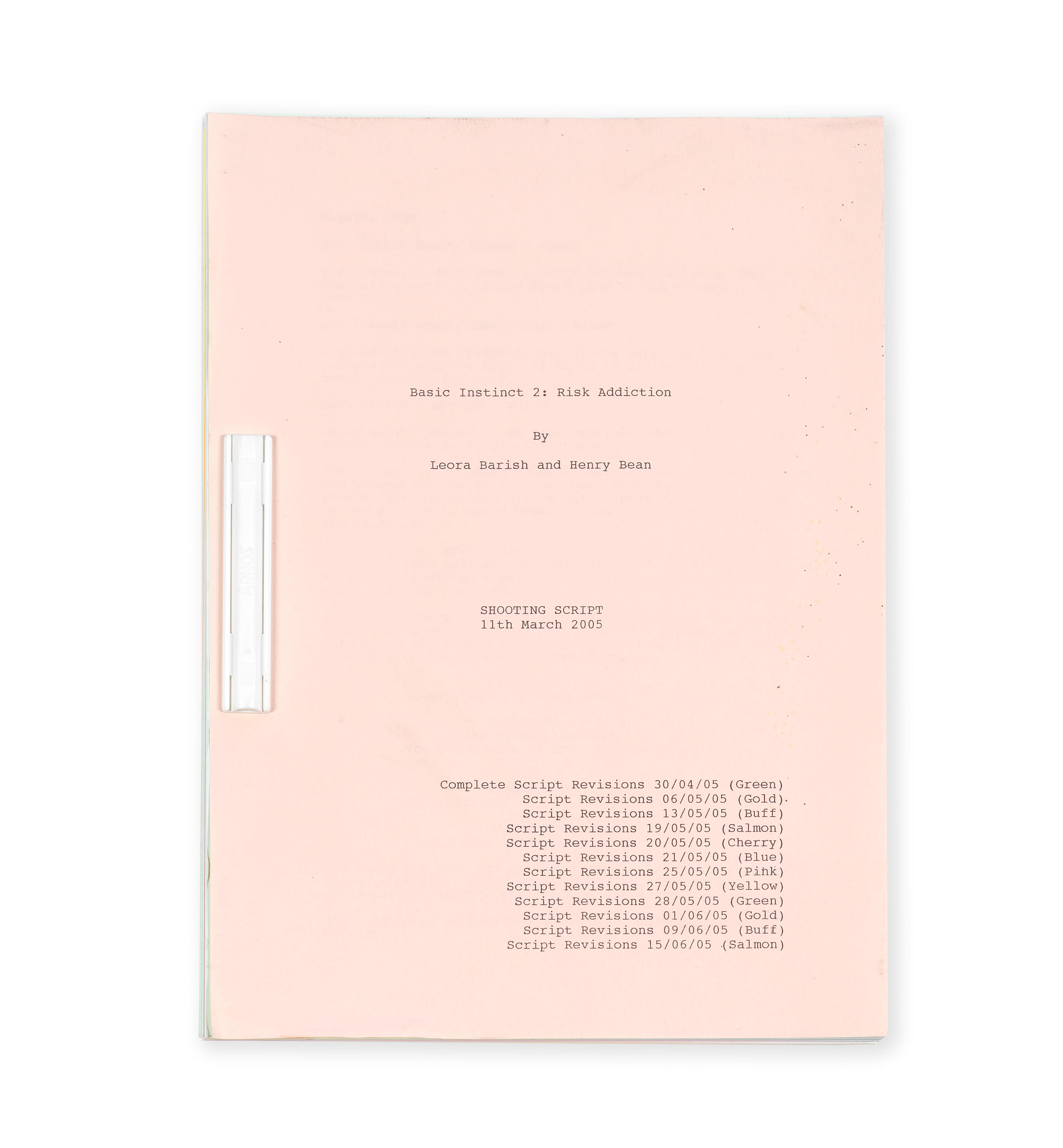 Bonhams : Basic Instinct 2 A Shooting Script, MGM, 2006,