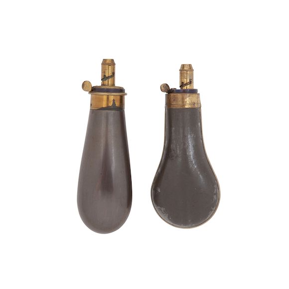 Bonhams : Two Brass-Mounted Powder-Flasks For Percussion Revolvers Or ...