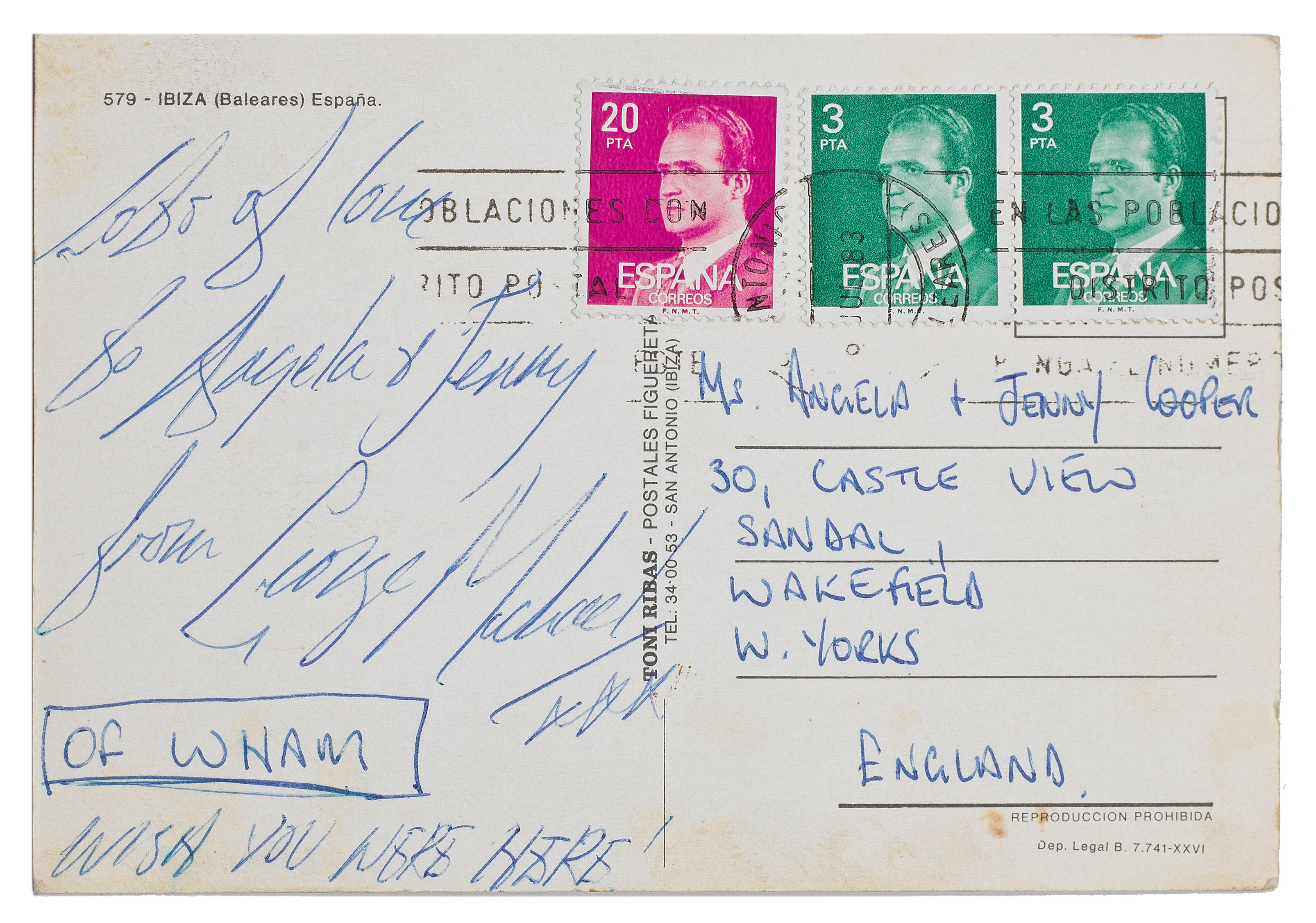 Bonhams : George Michael A Handwritten And Signed Postcard, 1983,