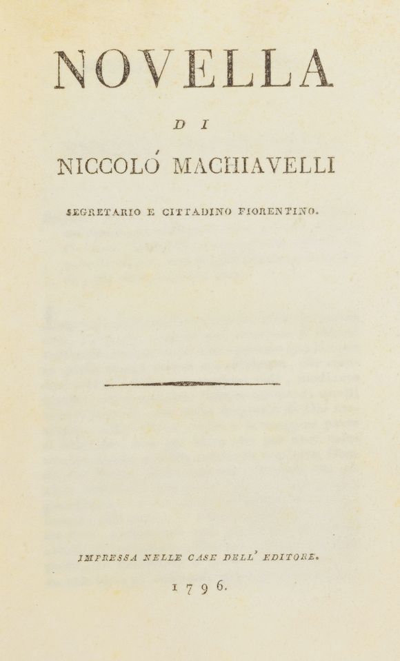 Bonhams : MACHIAVELLI (NICCOLO) Novella di Niccolo Machiavelli ...