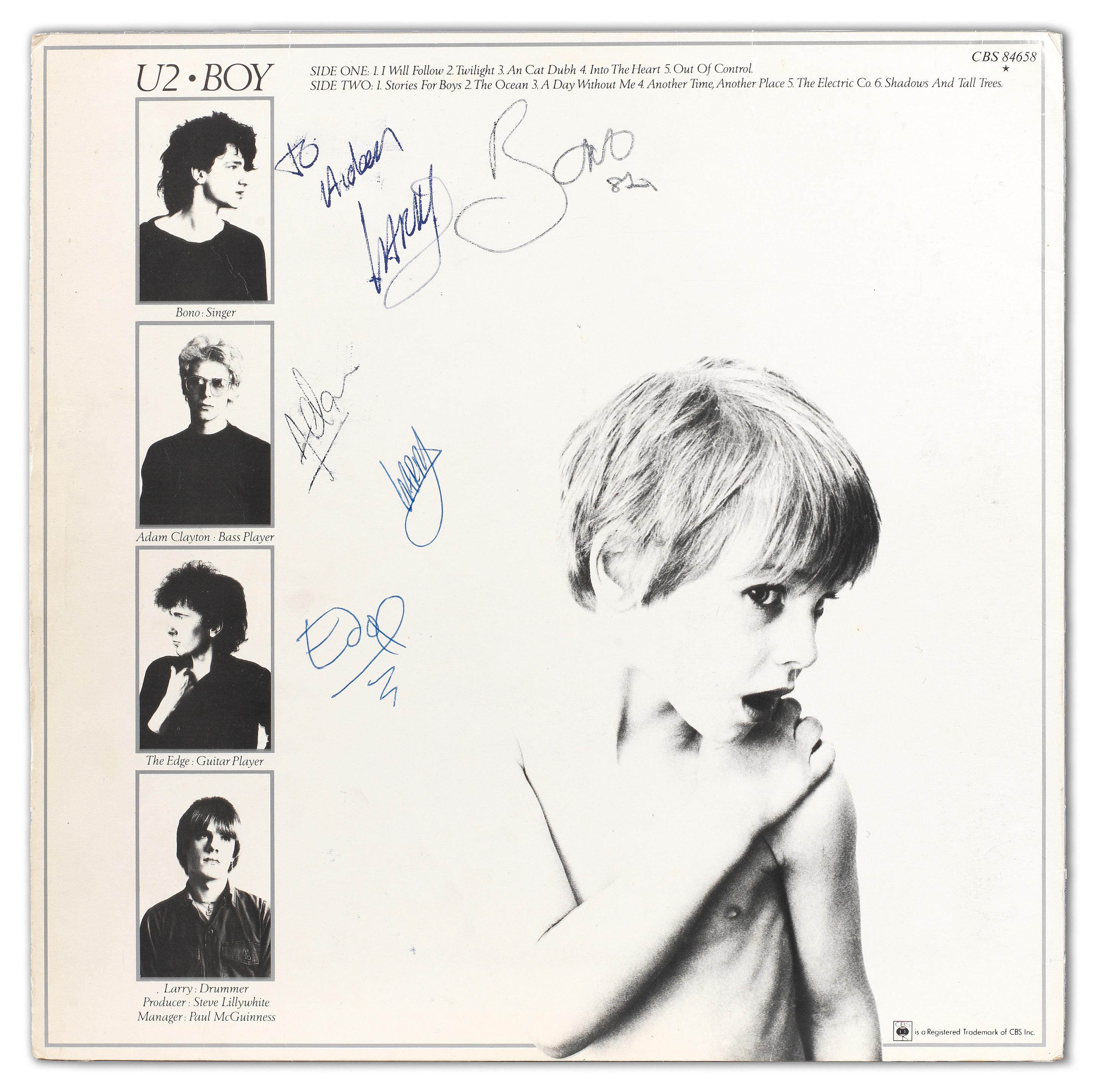 Bonhams : U2 A Copy Of The Album 'Boy' Signed By The Band, Island ...