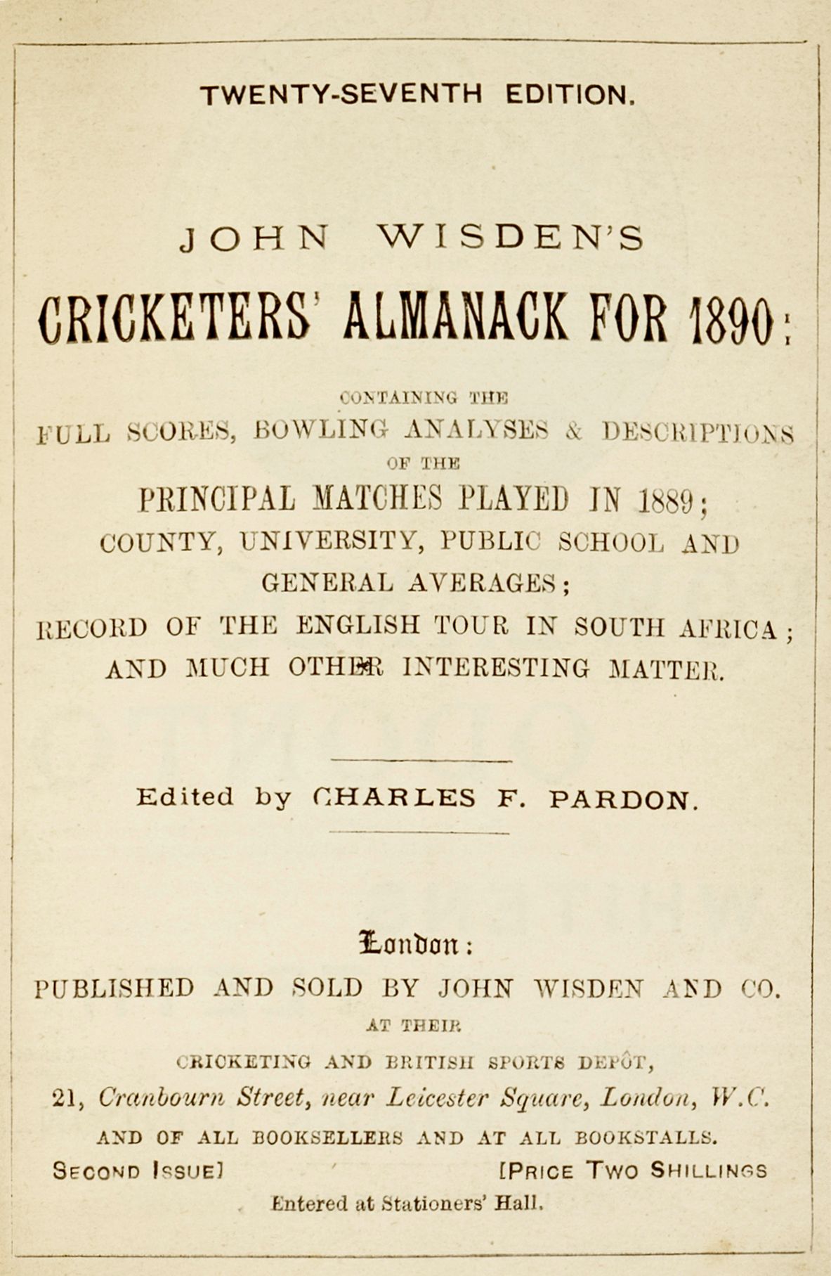Bonhams : CRICKET - JOHN WISDEN Cricketers' Almanack, a complete run ...