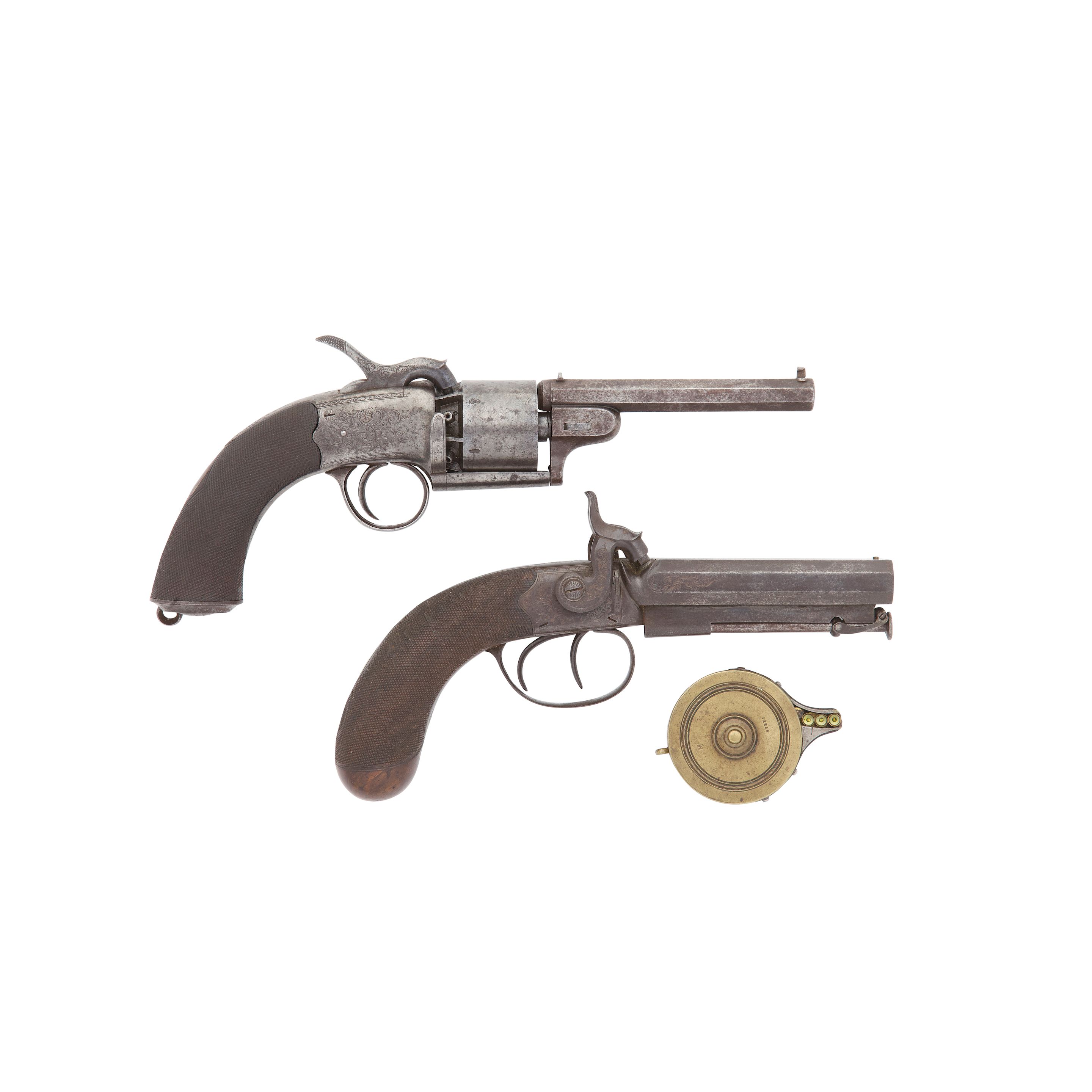 Bonhams : A 120-Bore Percussion Transitional Six-Shot Revolver, And A ...