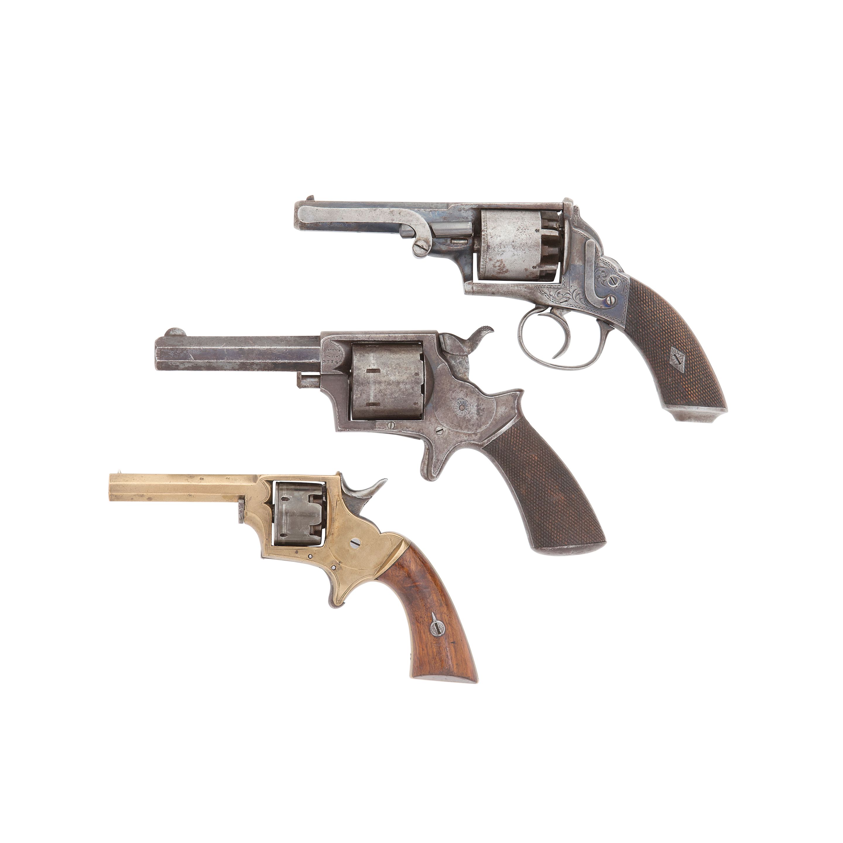 Bonhams : A 150-Bore Percussion Self-Cocking Six-Shot Revolver, A .320 ...