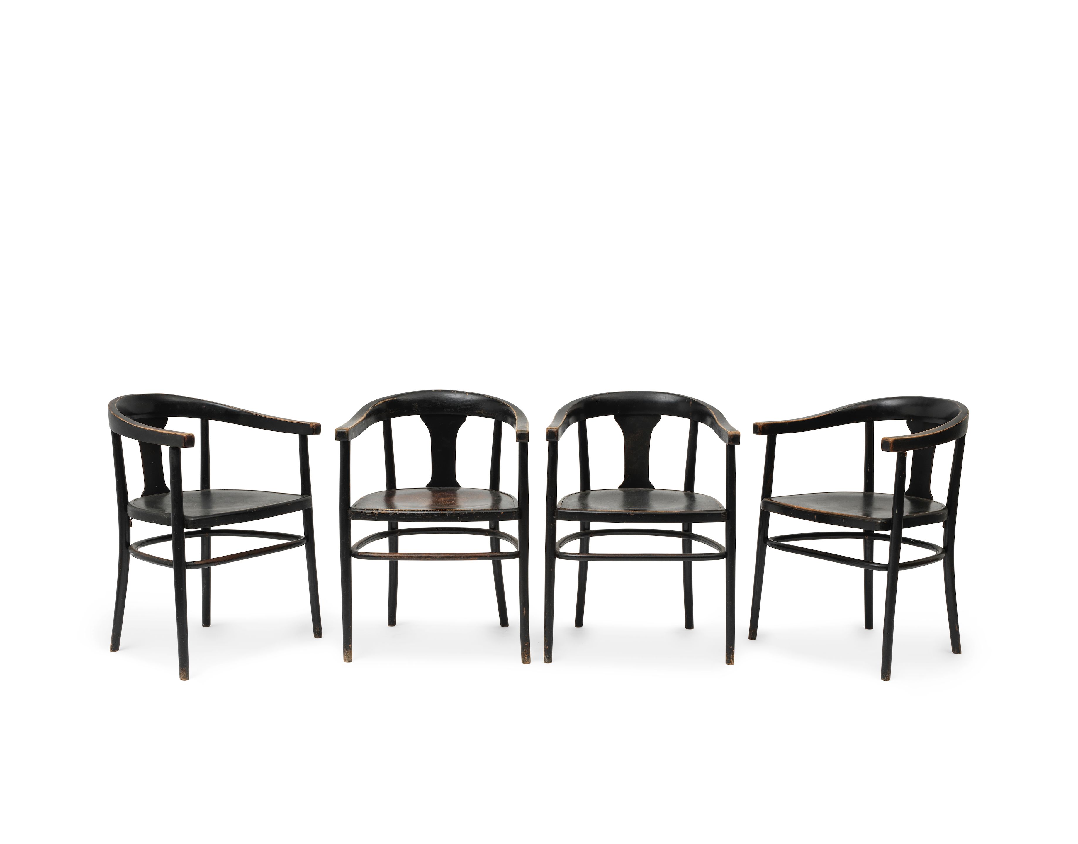 Bonhams : A set of four ebonised tub shaped armchairsMade by Fischel ...