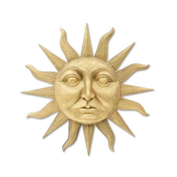 Bonhams : A large composite fiberglass and gold painted sun wall decoration
