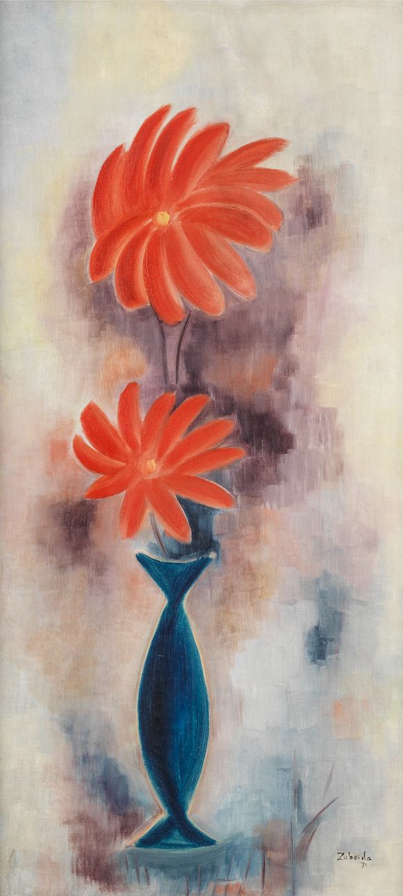 Bonhams : Zubeida Agha (Pakistani, 1922-1997) Untitled (Flowers in a Vase)