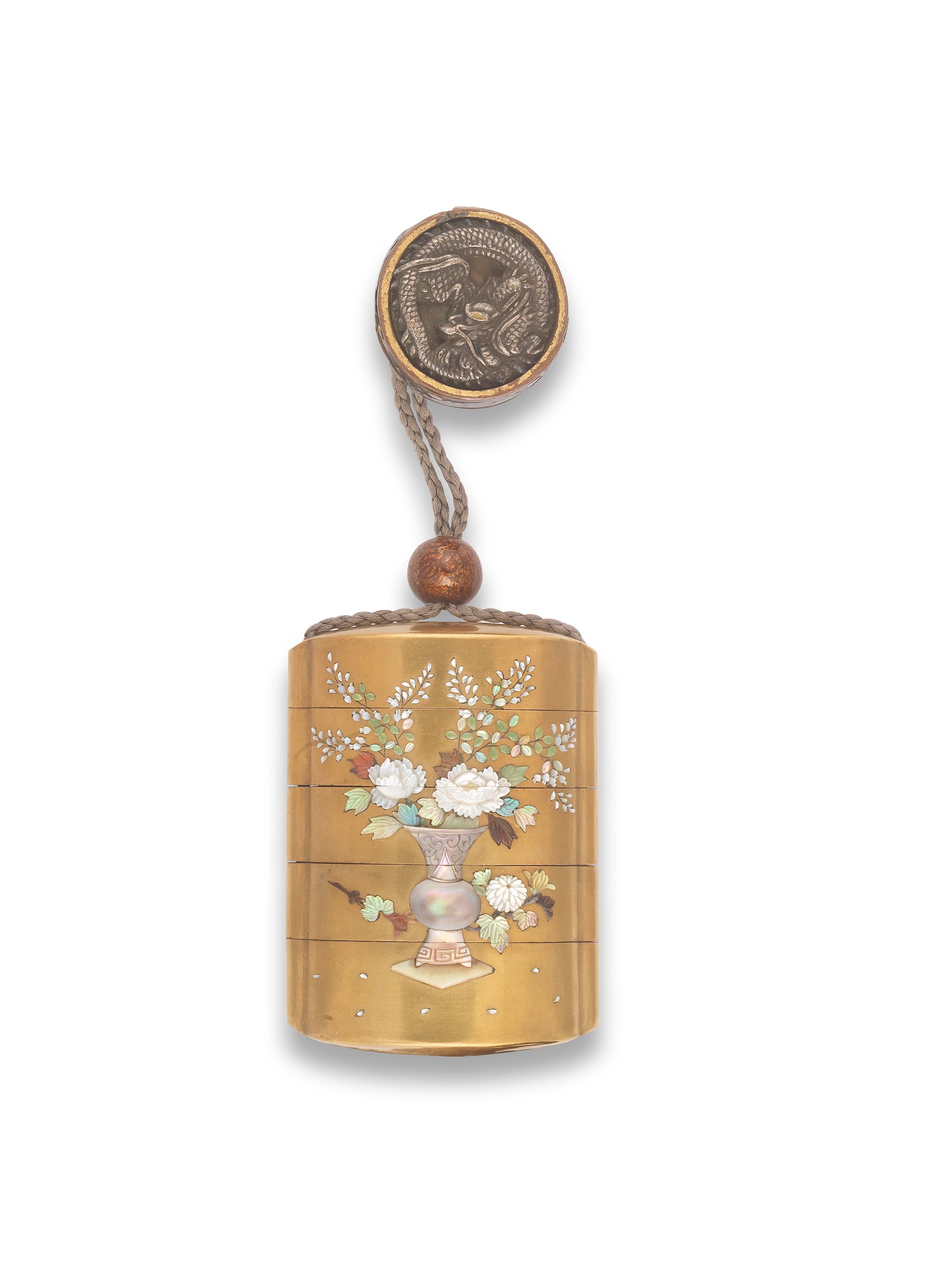 Bonhams : SHIBAYAMA STYLE A Shibayama-Inlaid Gold-Lacquer Four-Case ...
