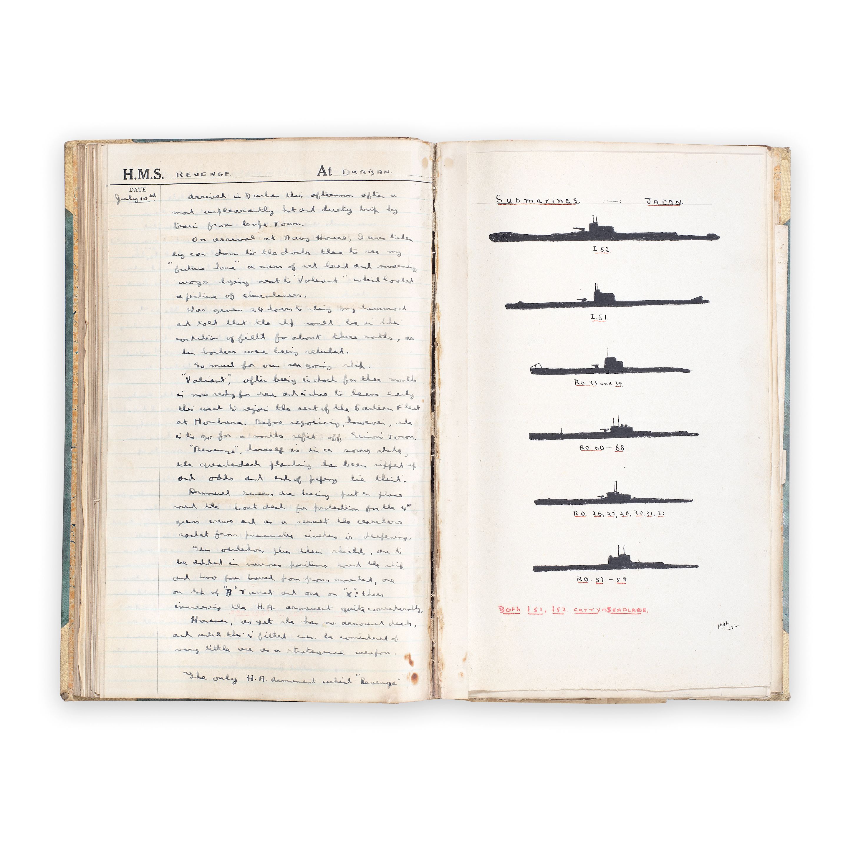 Bonhams : WORLD WAR II - SUBMARINER'S JOURNAL Manuscript midshipman's ...