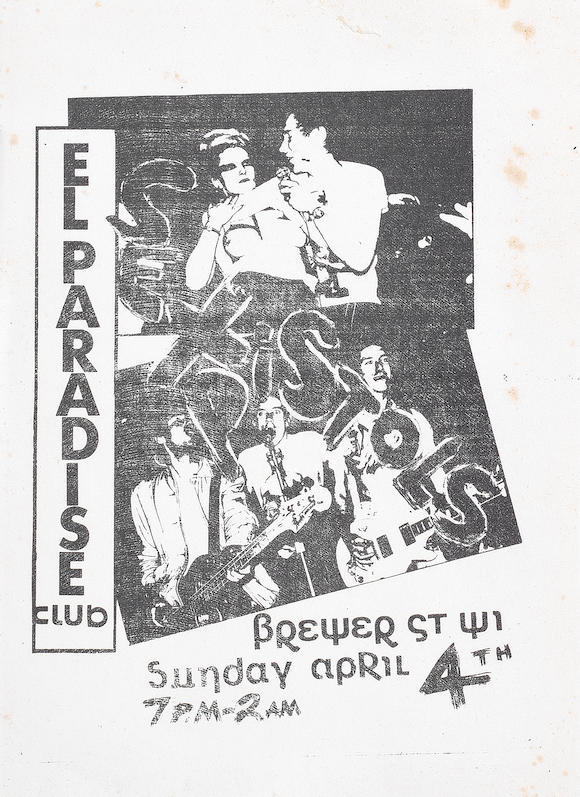 Bonhams The Sex Pistols An Original El Paradiso Flyer 4th April 1976