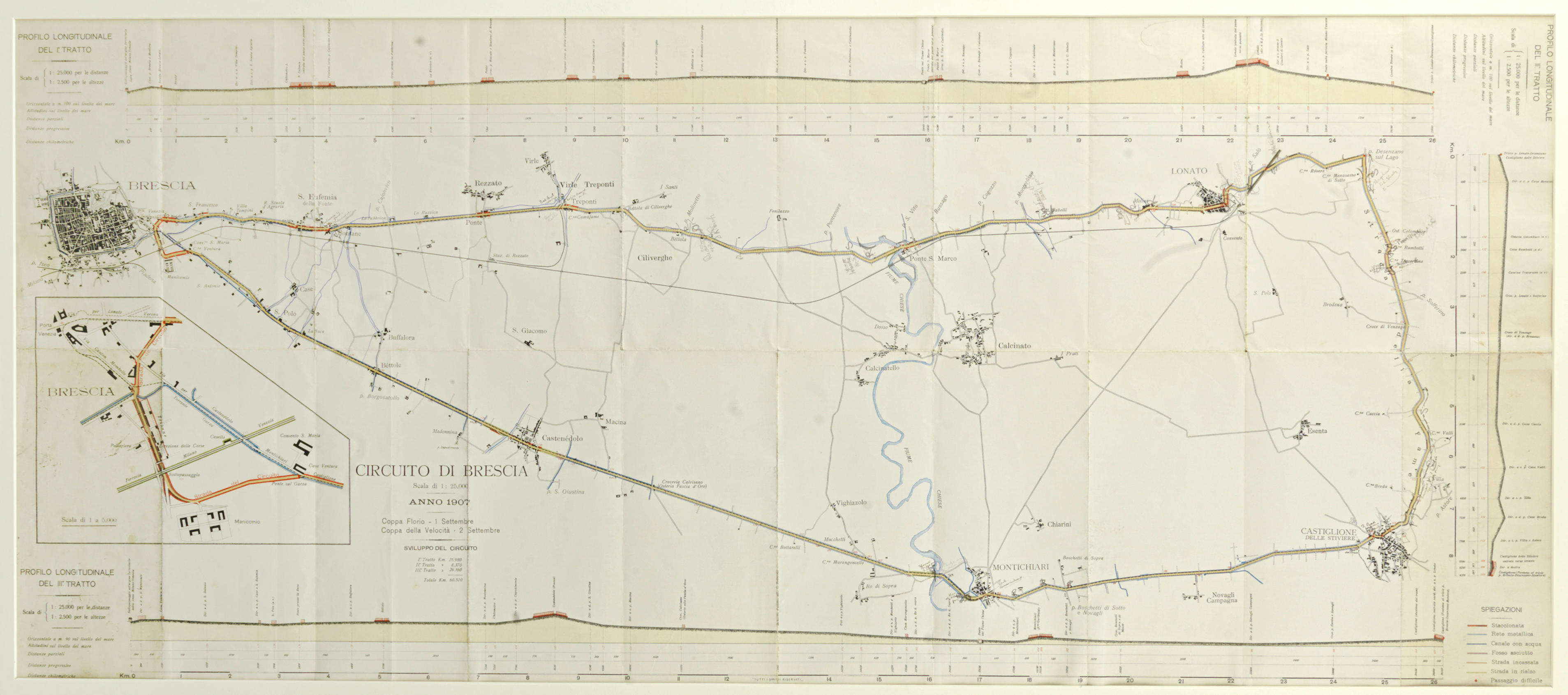 Bonhams Cars : A rare 1907 Florio Cup map of the Brescia circuit, used ...