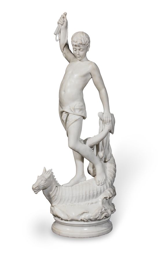 Bonhams : A late 19th century Italian carved white marble figure of a ...