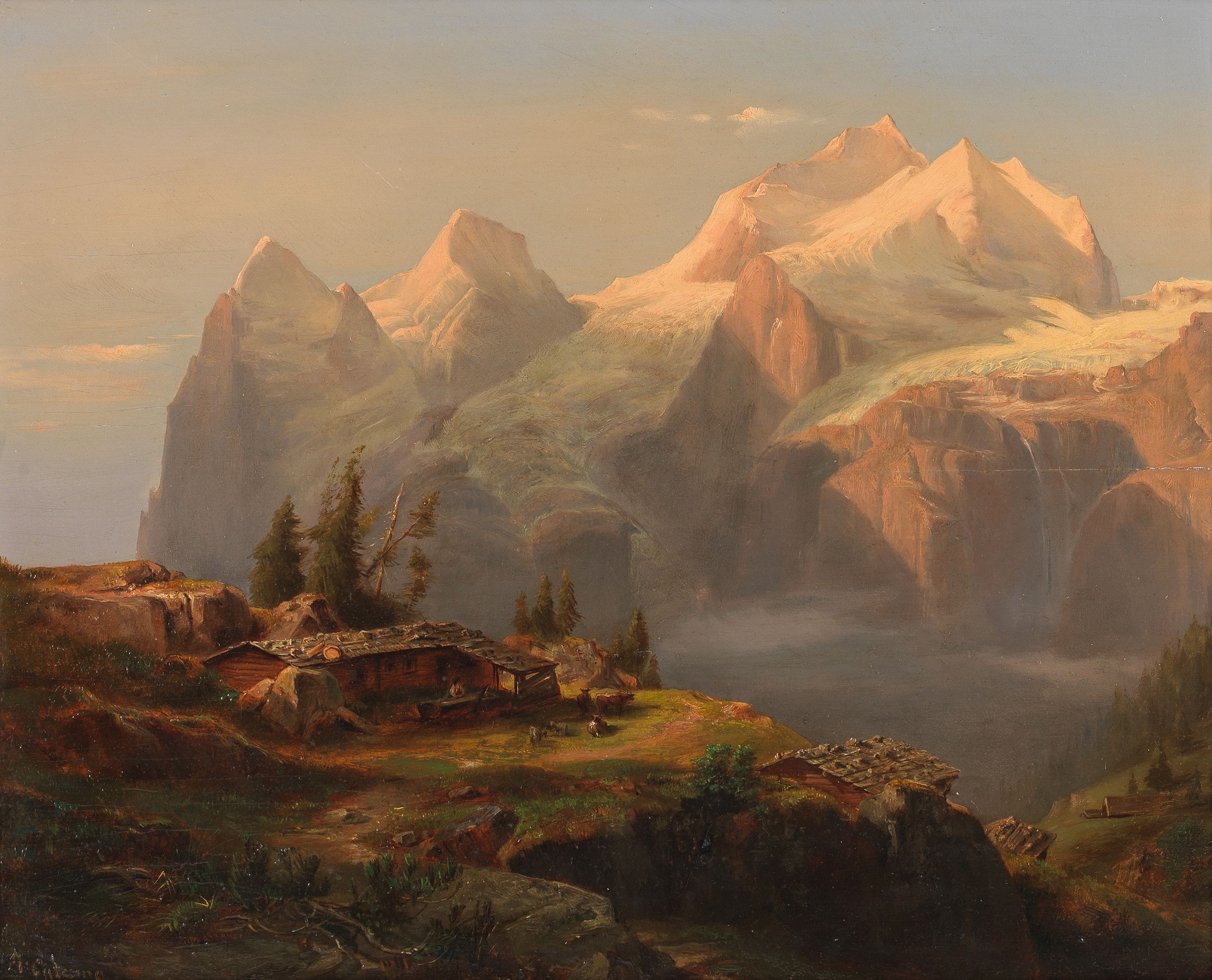 Bonhams : Alexandre Calame (Swiss, 1810-1864) Eiger, Monch and Jungfrau ...