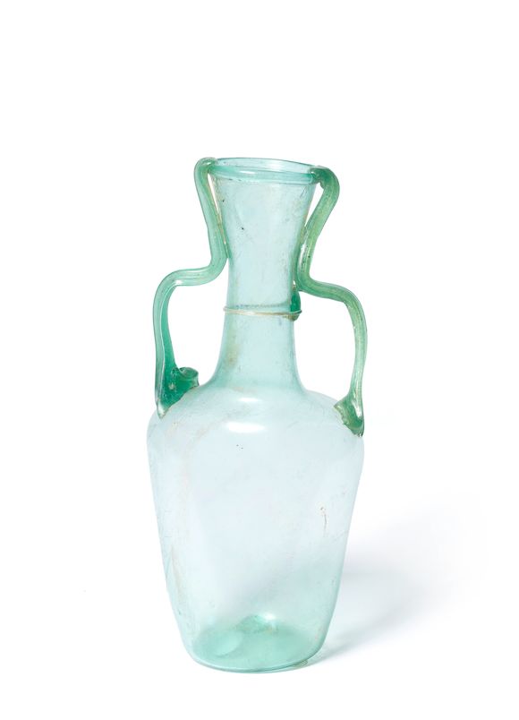 Bonhams : A Roman green glass two-handled flask