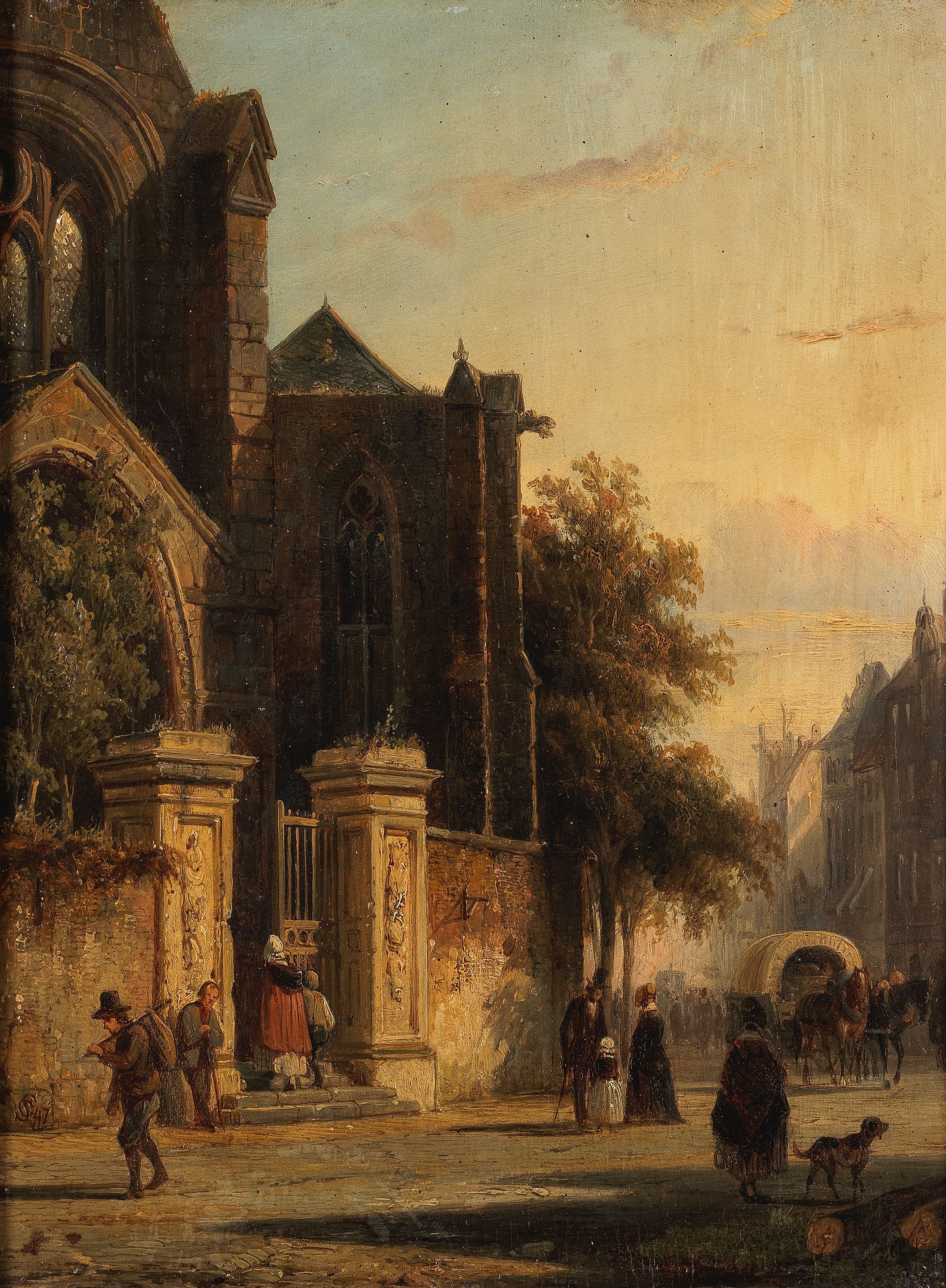 Bonhams : Cornelis Springer (Dutch, 1817-1891) A busy street corner