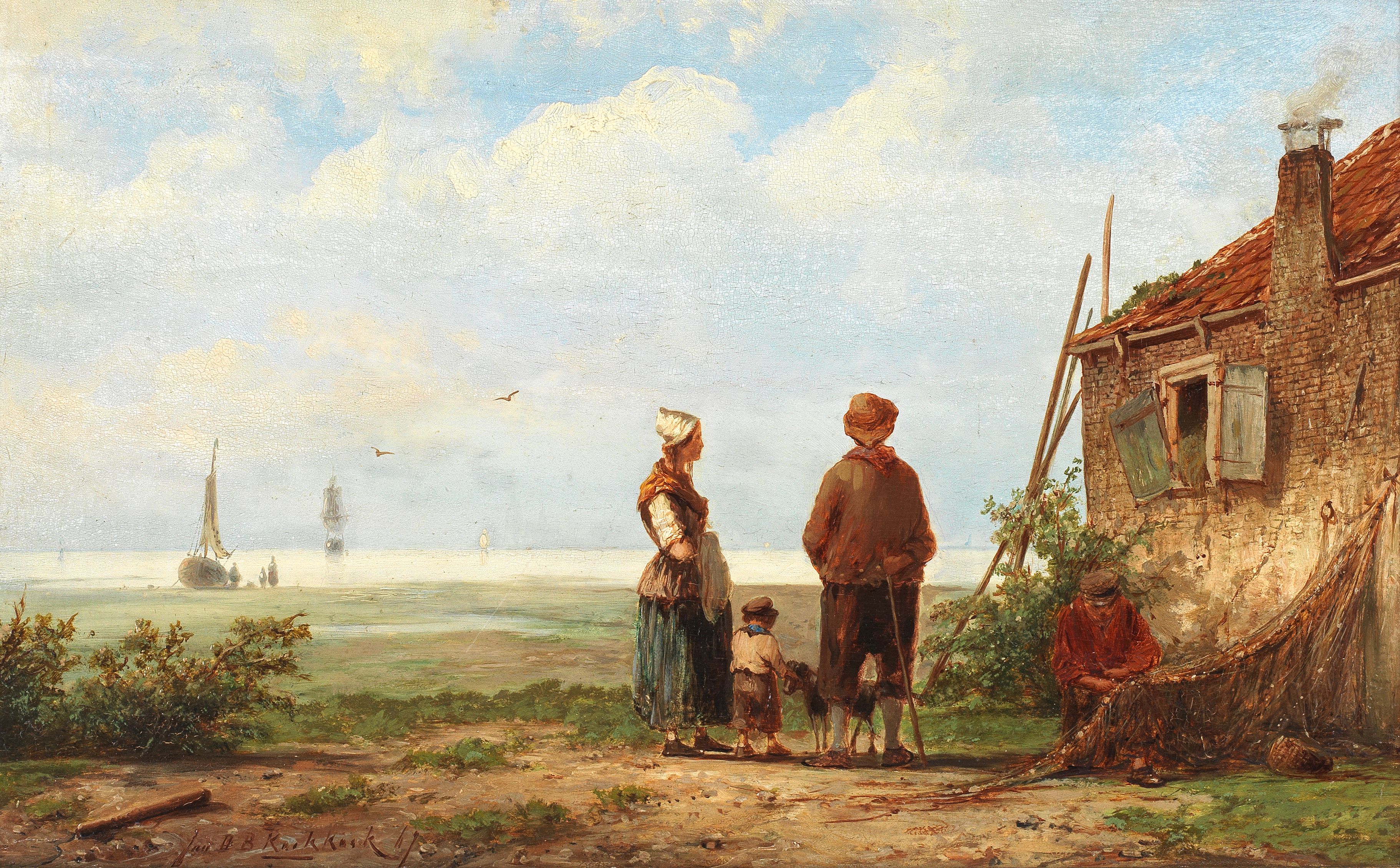 Bonhams : Johannes Hermanus Barend Koekkoek (Dutch, 1840-1912) Coastal scene with figures