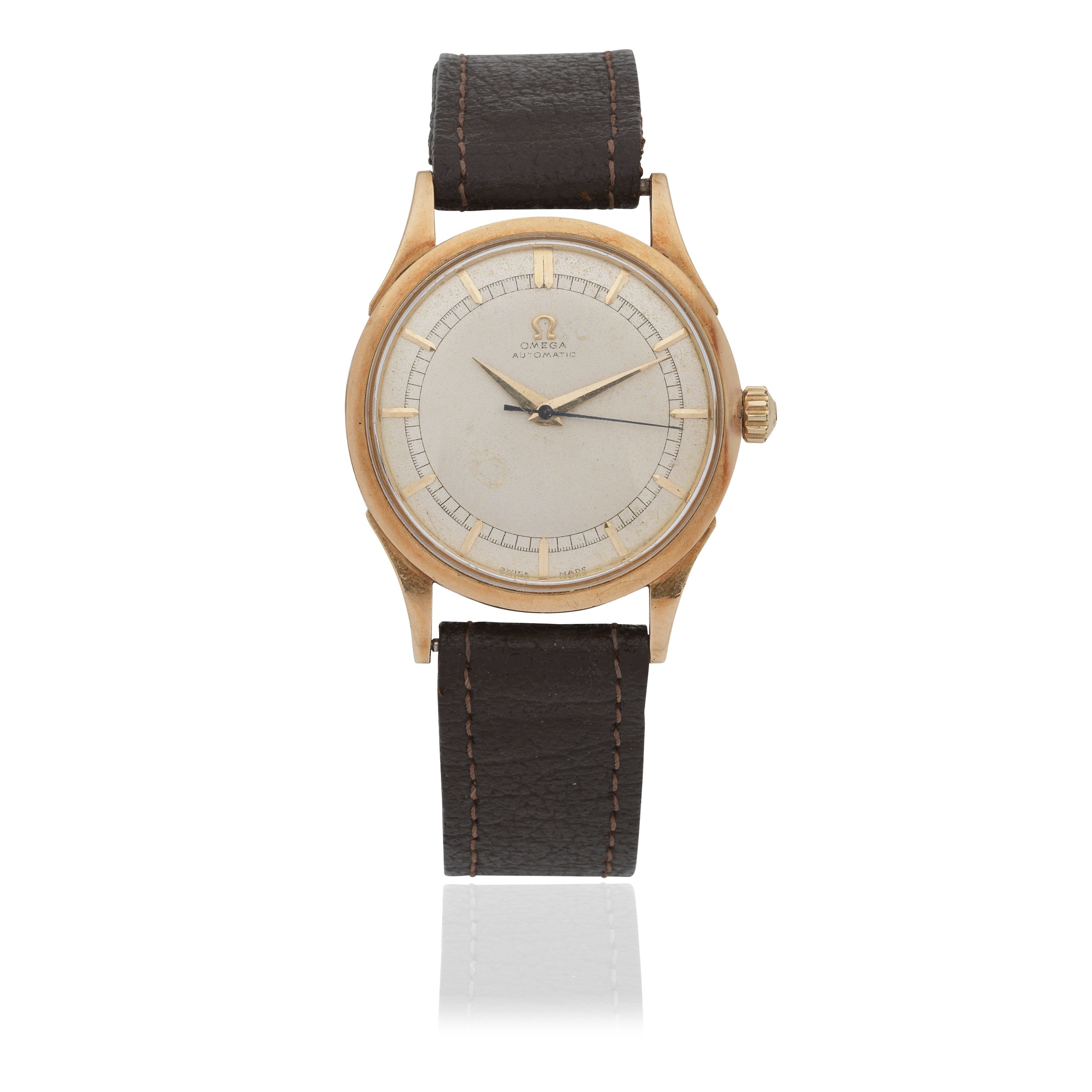 Bonhams : Omega. A 14K gold automatic wristwatch Ref 2635, Circa 1950