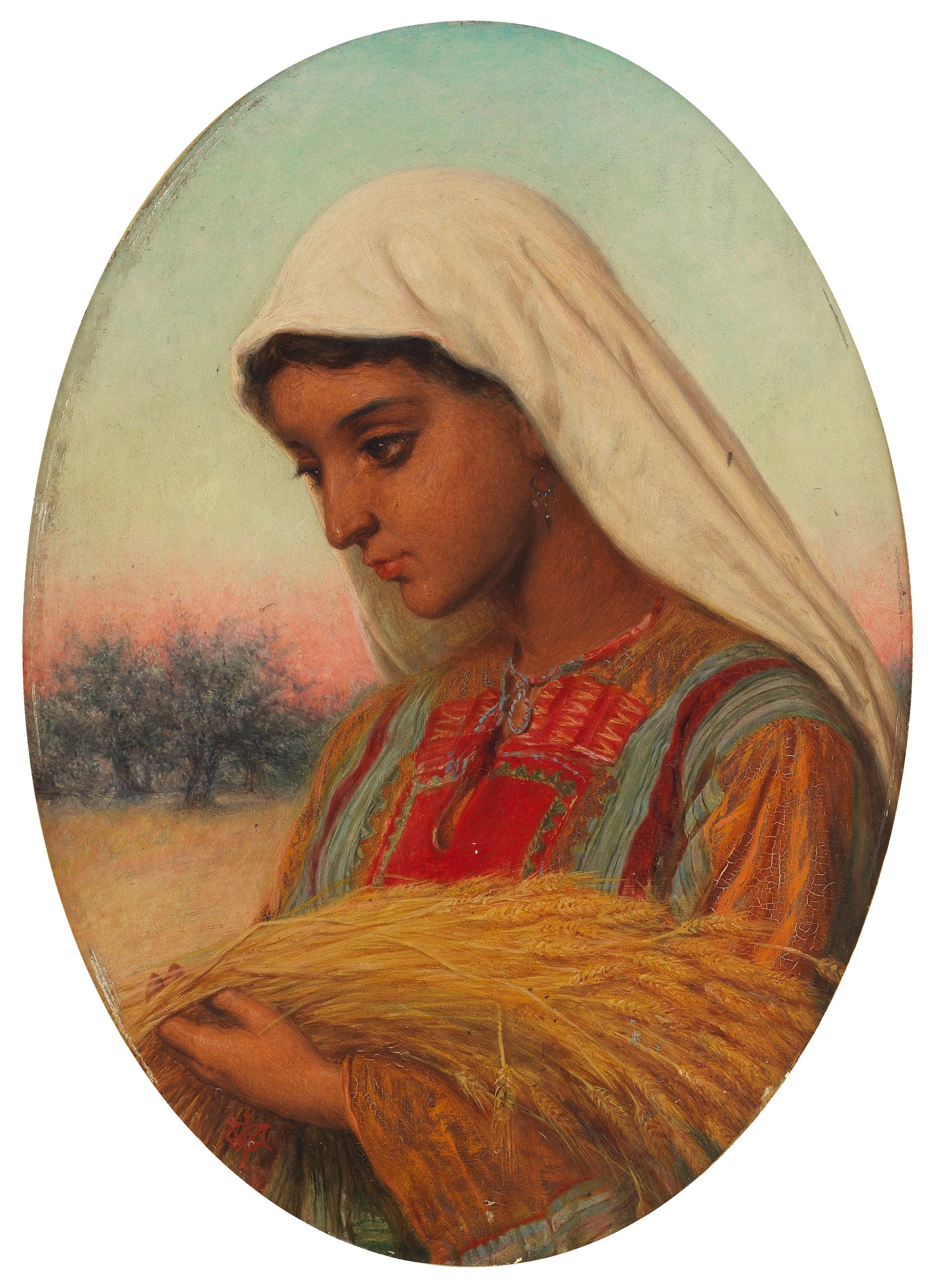 Bonhams : William J. Webbe (British, 1830-circa 1904) An Arab gleaner