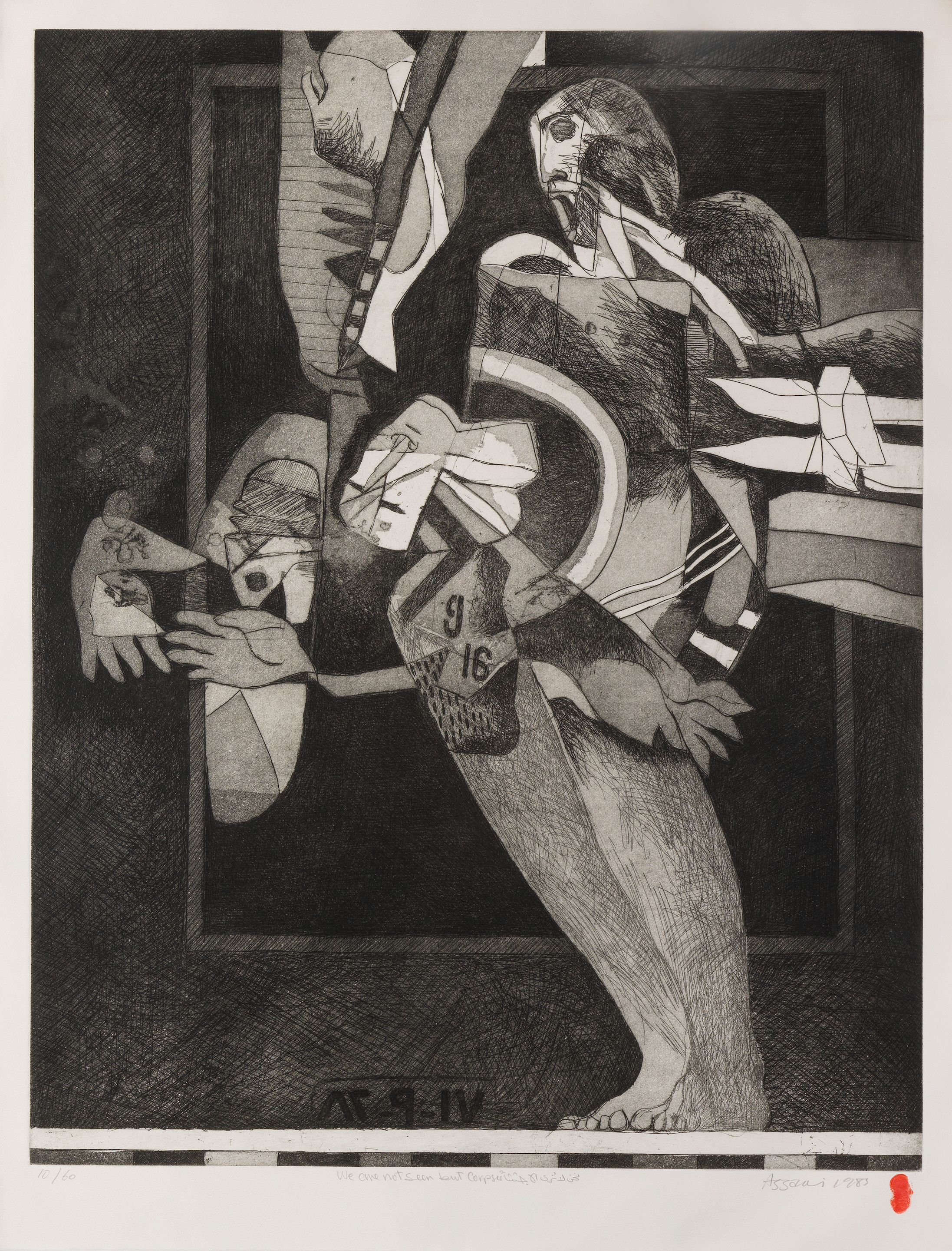 Bonhams : Dia Azzawi (Iraq, born 1939) We Are Not Seen, But, Corpses ...