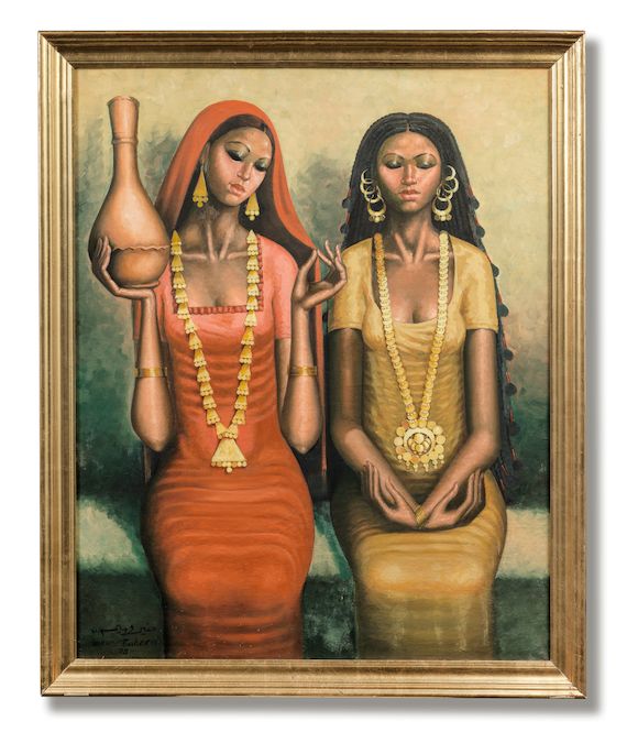 Bonhams : Munir Fahim (Egypt, 1935-1983) Two Nubian Girls
