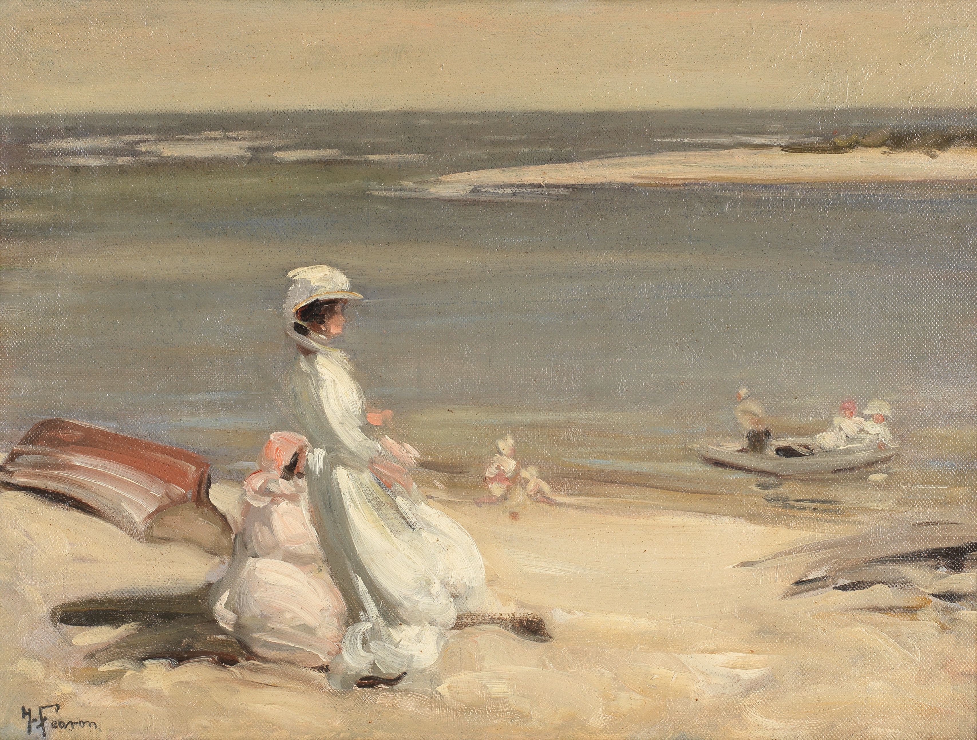 Bonhams : Hilda Fearon (British, 1878-1917) On the beach