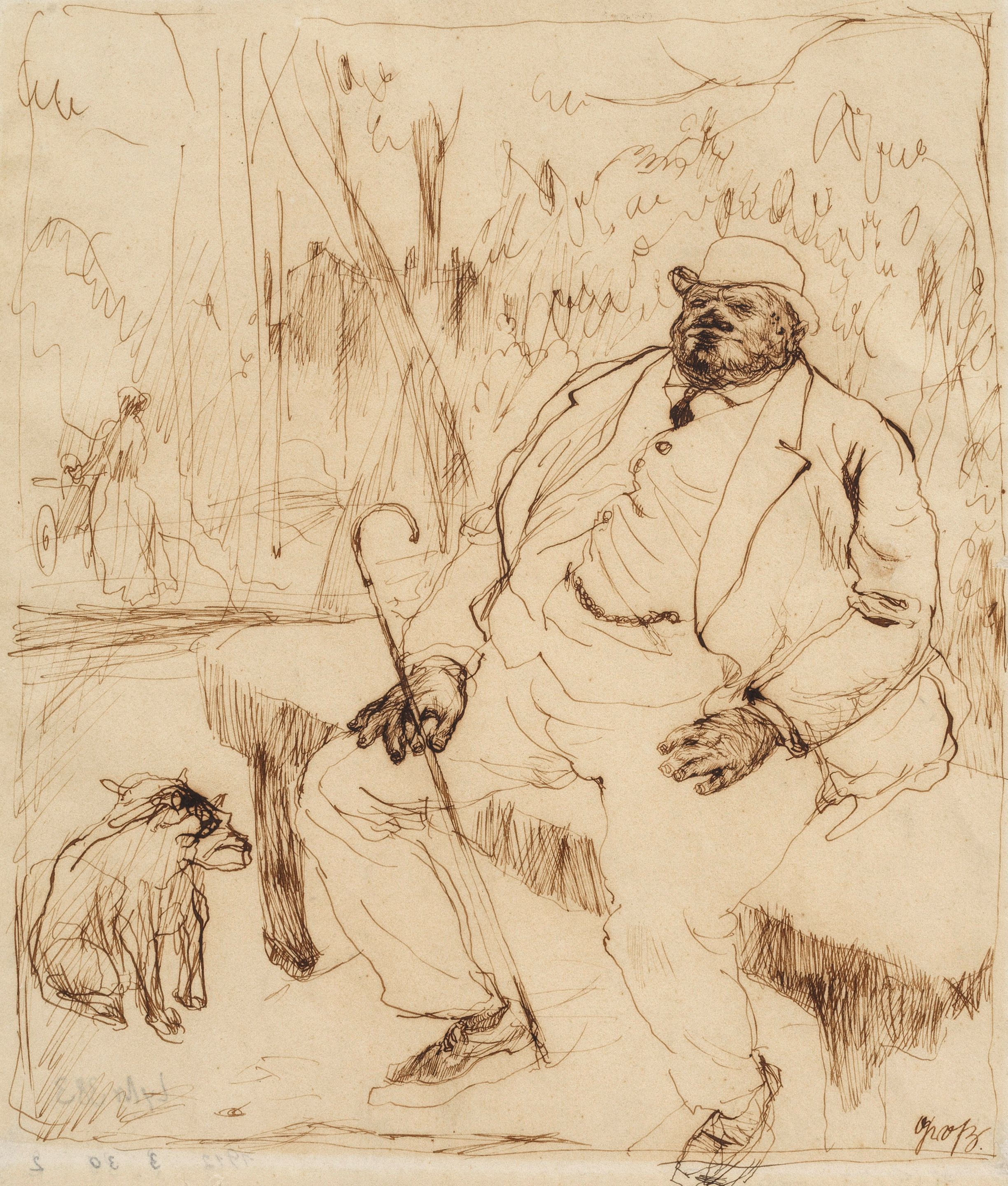 Bonhams : GEORGE GROSZ (1893-1959) Mann mit Hund (Executed in 1912)