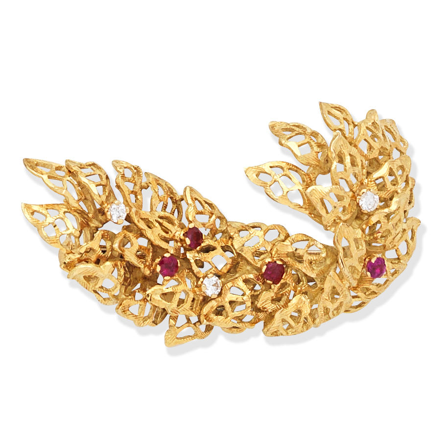 Bonhams Ruby And Diamond Set Brooch