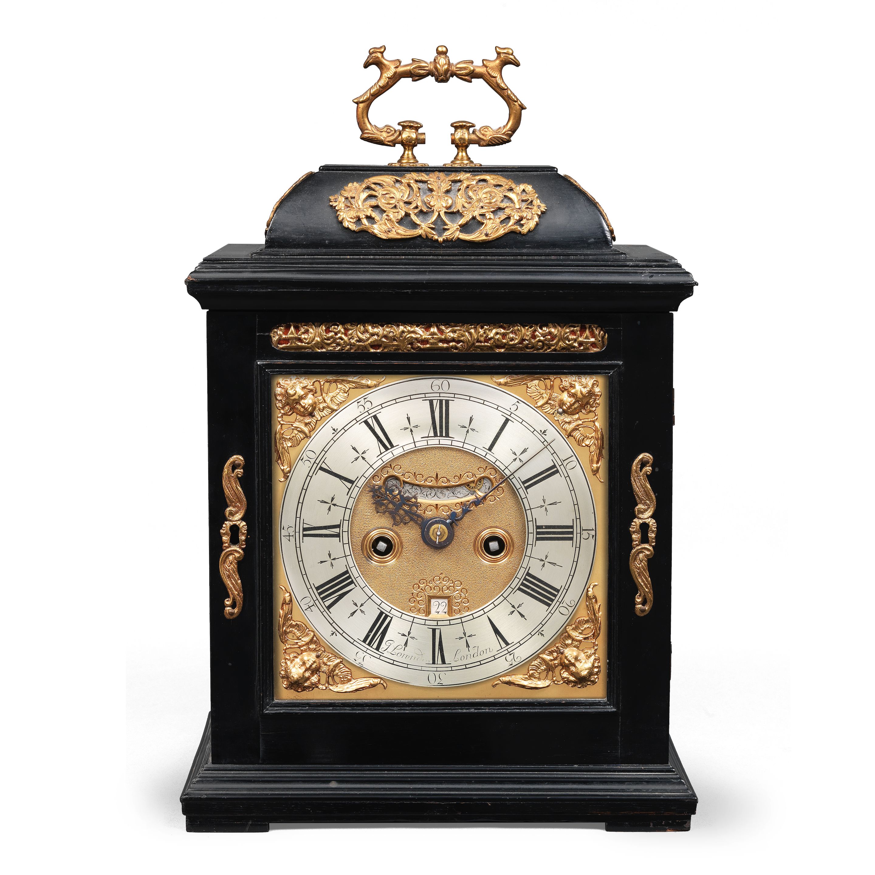 Bonhams : An early 18th century ebonised table clock with trip repeat ...