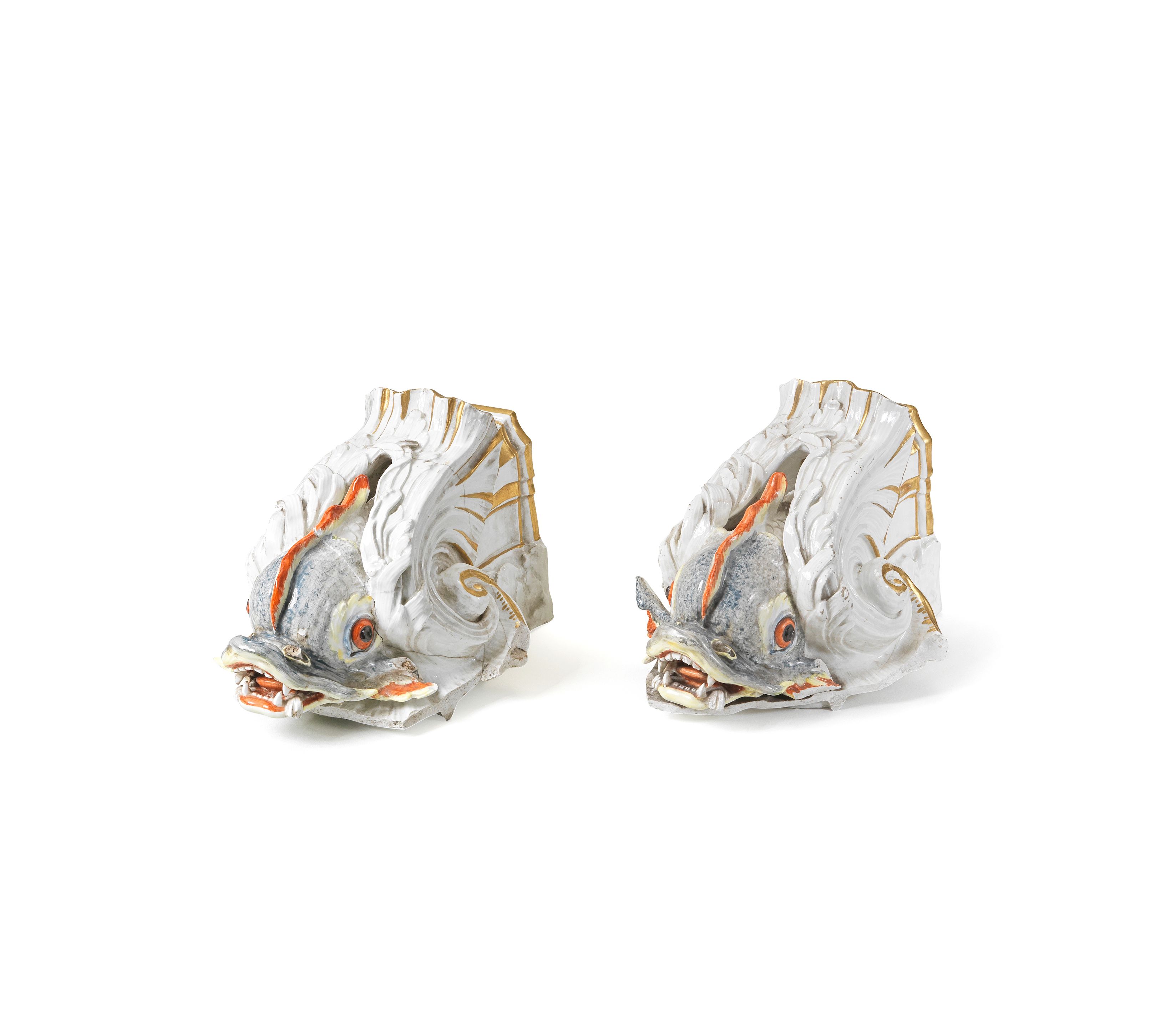 Bonhams : Two Meissen dolphin-head sculptural brackets from the Swan ...