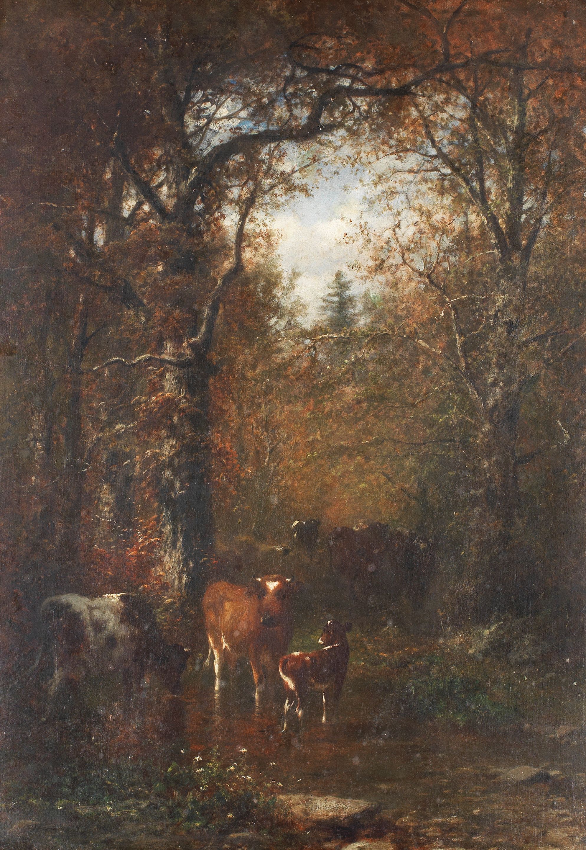 Bonhams : James McDougal Hart (American, 1828-1901) Cattle in woodland