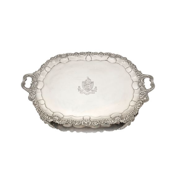 Bonhams : A George IV large silver two-handled tray Benjamin Smith ...