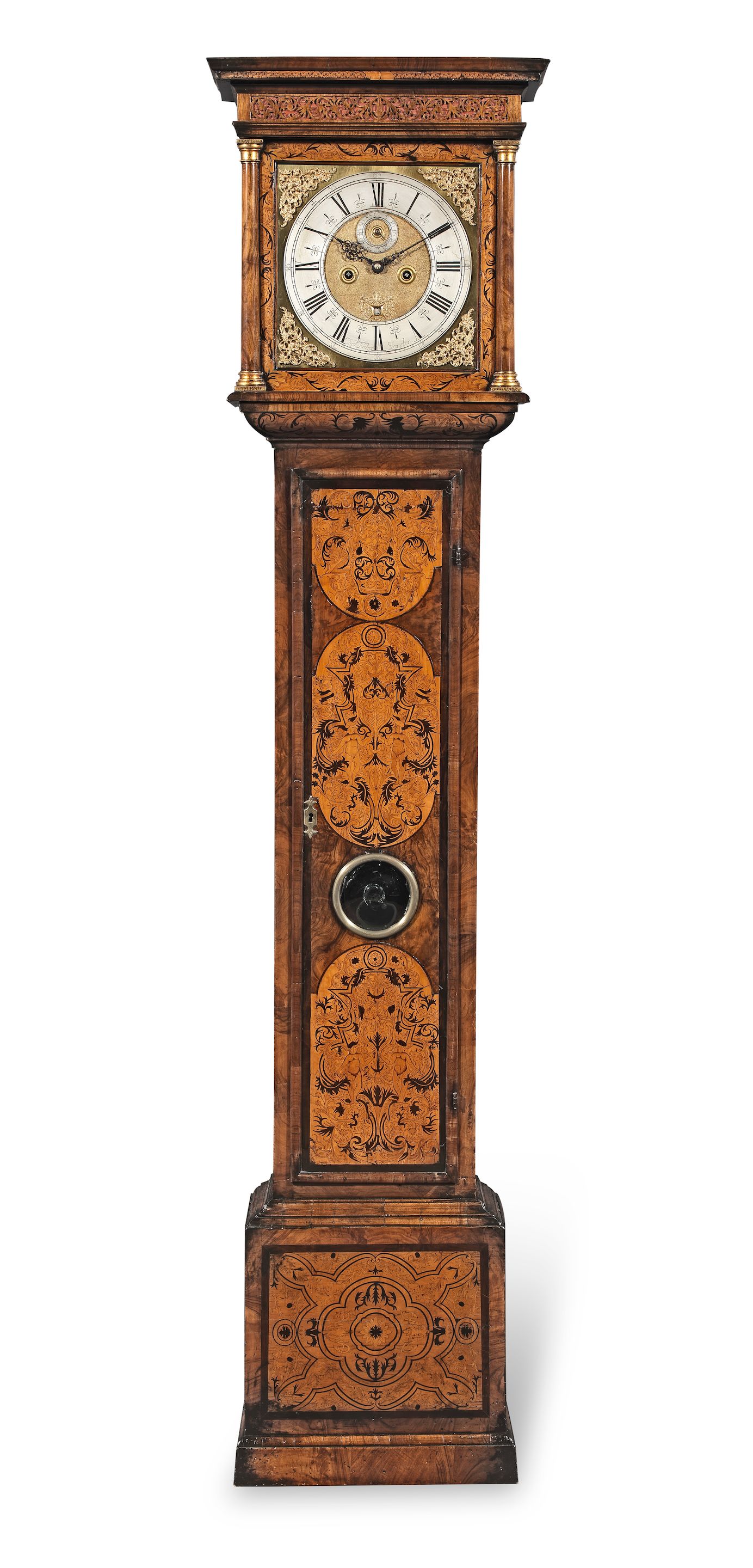 Bonhams : A late 17th century walnut and marquetry longcase clock ...