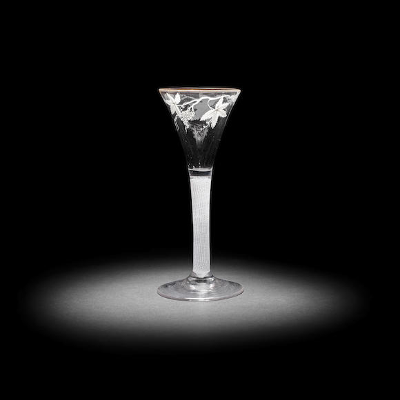 Bonhams A Fine Beilby Enamelled Opaque Twist Wine Glass Circa 1765 70