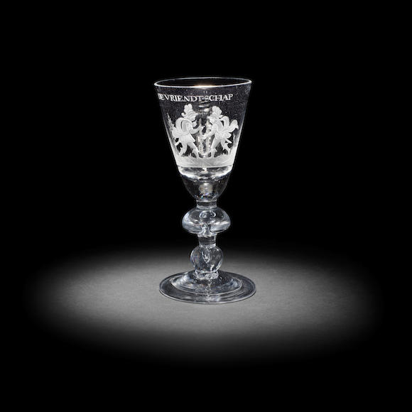 Bonhams A Rare Dutch Engraved Mushroom Knopped Heavy Baluster