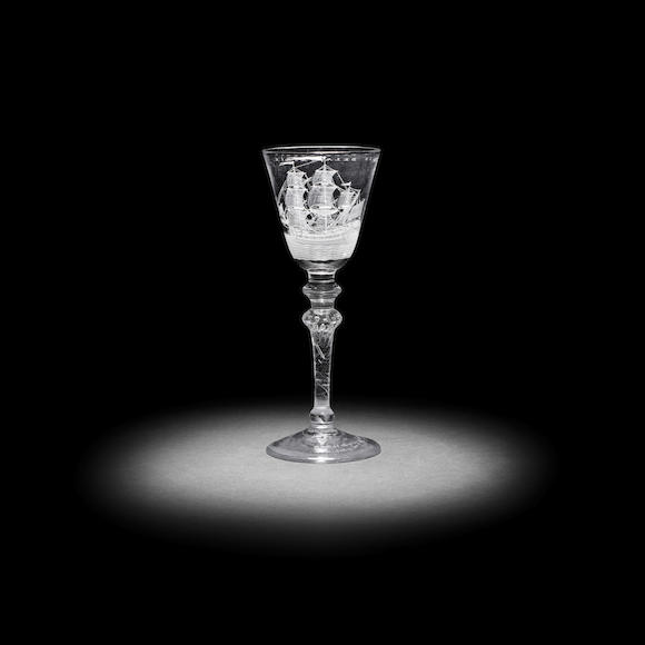Bonhams An Exceptional Engraved Light Baluster Wine Glass Signed By