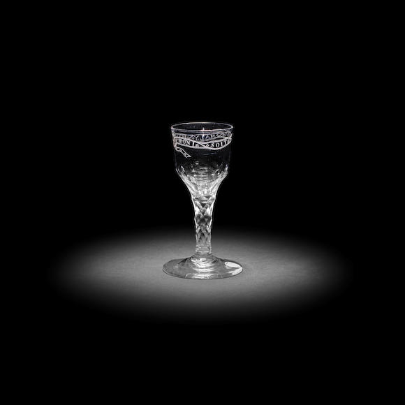 Bonhams A Rare Engraved Facet Stem Wine Glass Circa 1770