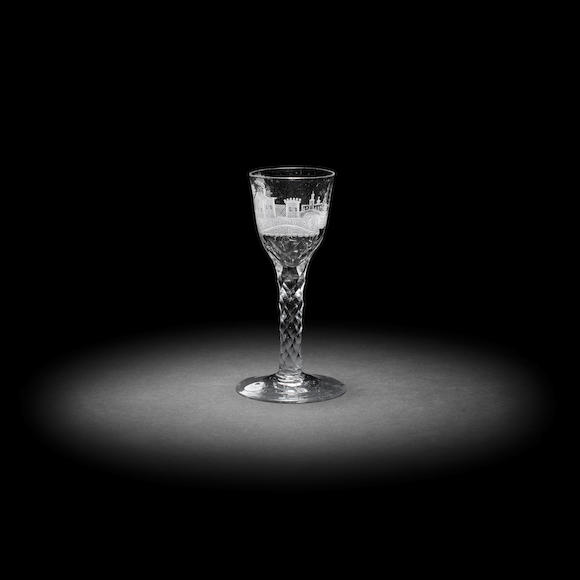 Bonhams An Engraved Facet Stem Wine Glass Circa 1775