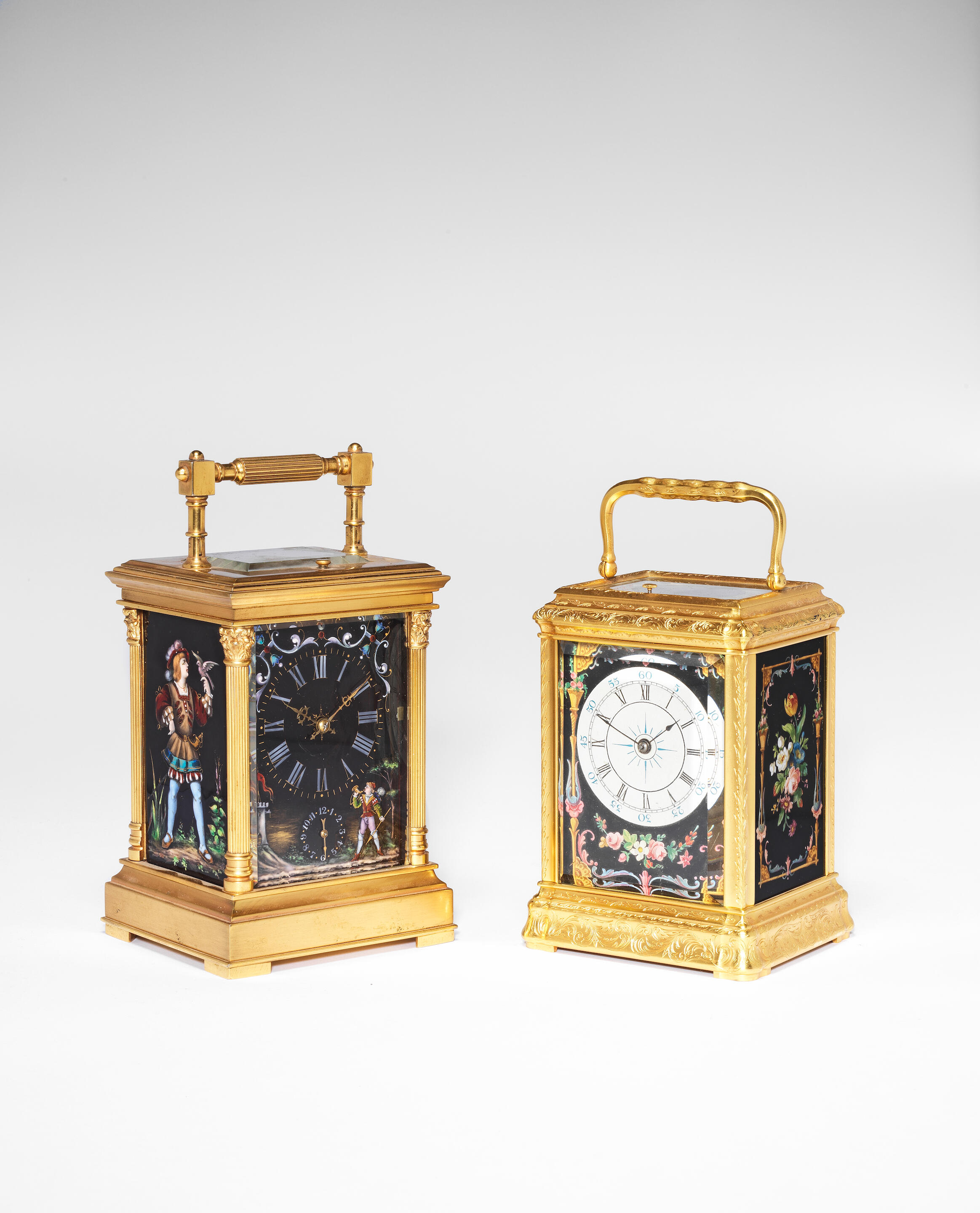 Bonhams : A good and rare late 19th Century French carriage clock with three Limoges panels ...