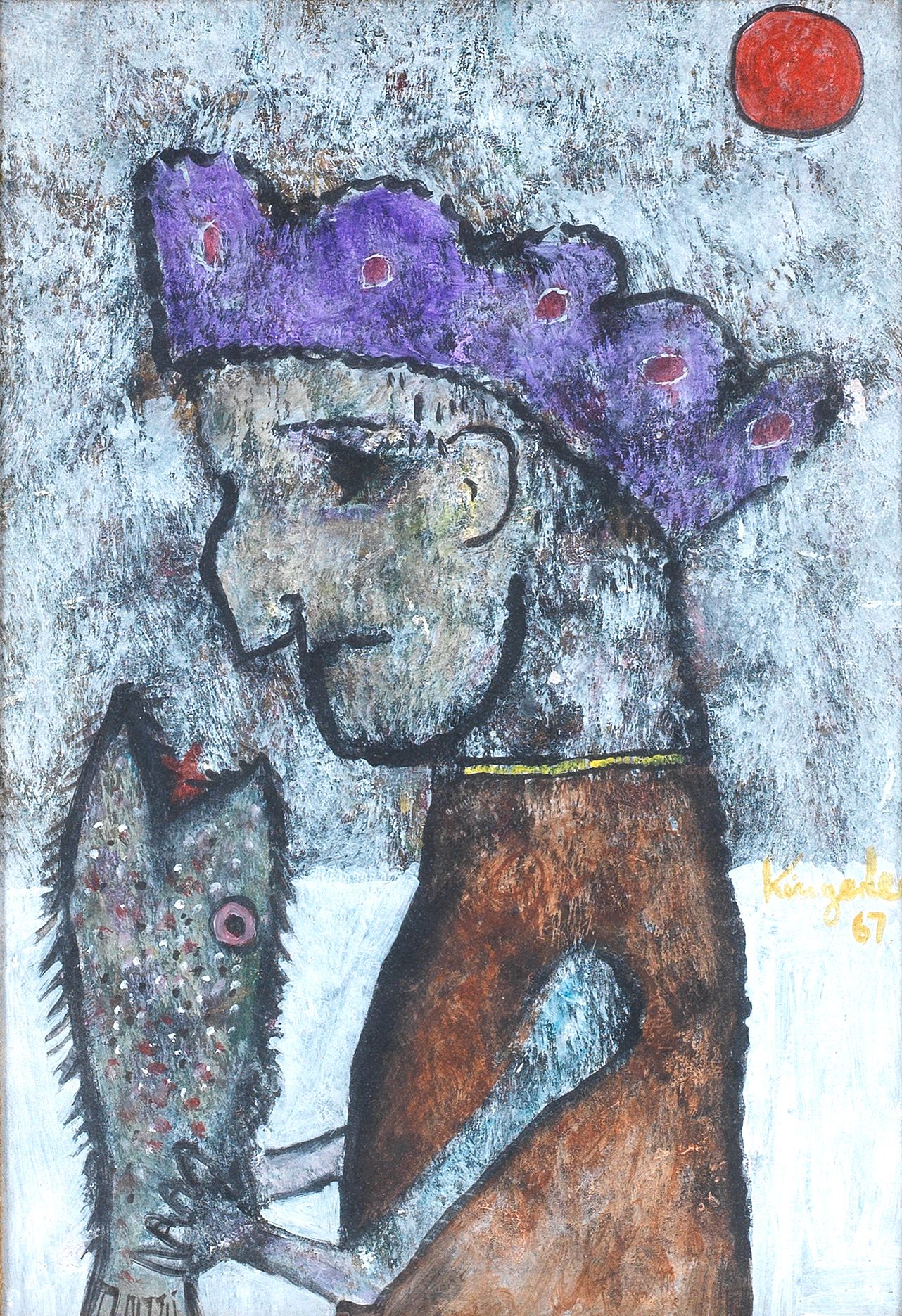 Bonhams : John Kingerlee (Irish, born 1936) Figure with Purple Crown