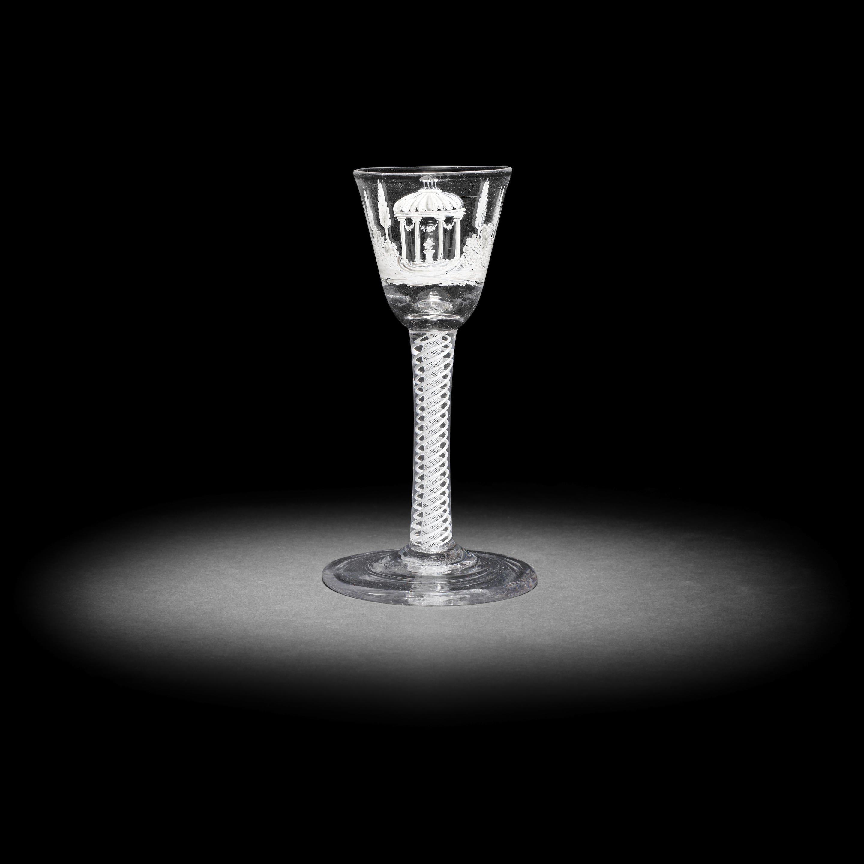 Bonhams A Very Rare Beilby Enamelled Opaque Twist Wine Glass Circa